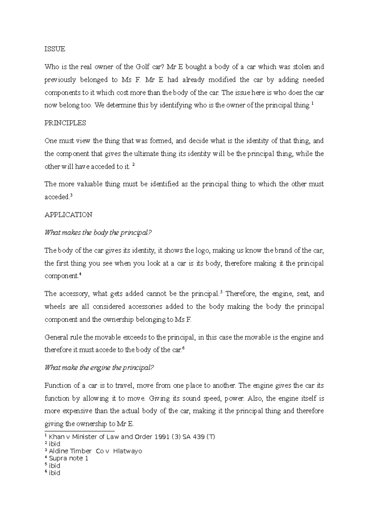 Property Law Tutorial 1: Ownership Dispute Over Modified Golf Car - Studocu