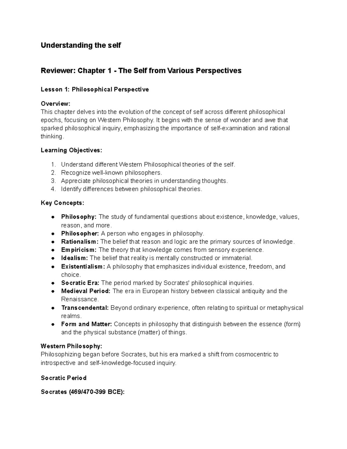 GE 1 UTS lesson 1 and 2 - my notes of it - Understanding the self ...