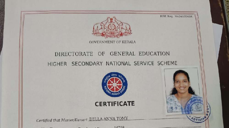 HSE Reg. No. 24105616: NSS Certificate for Della Anna Tomy - Studocu