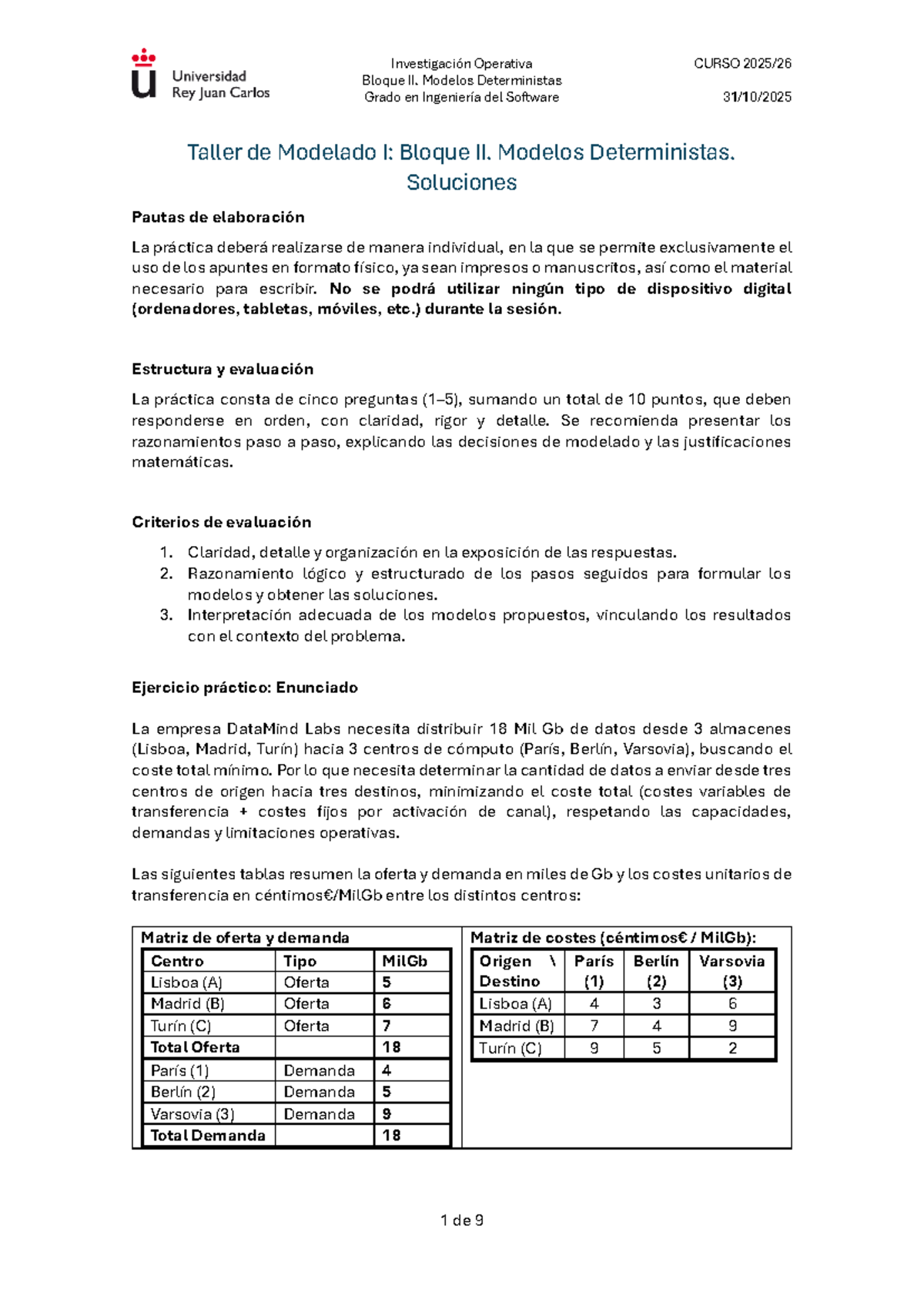 Investigación Operativa: Modelos Deterministas - Taller de Modelado I ...