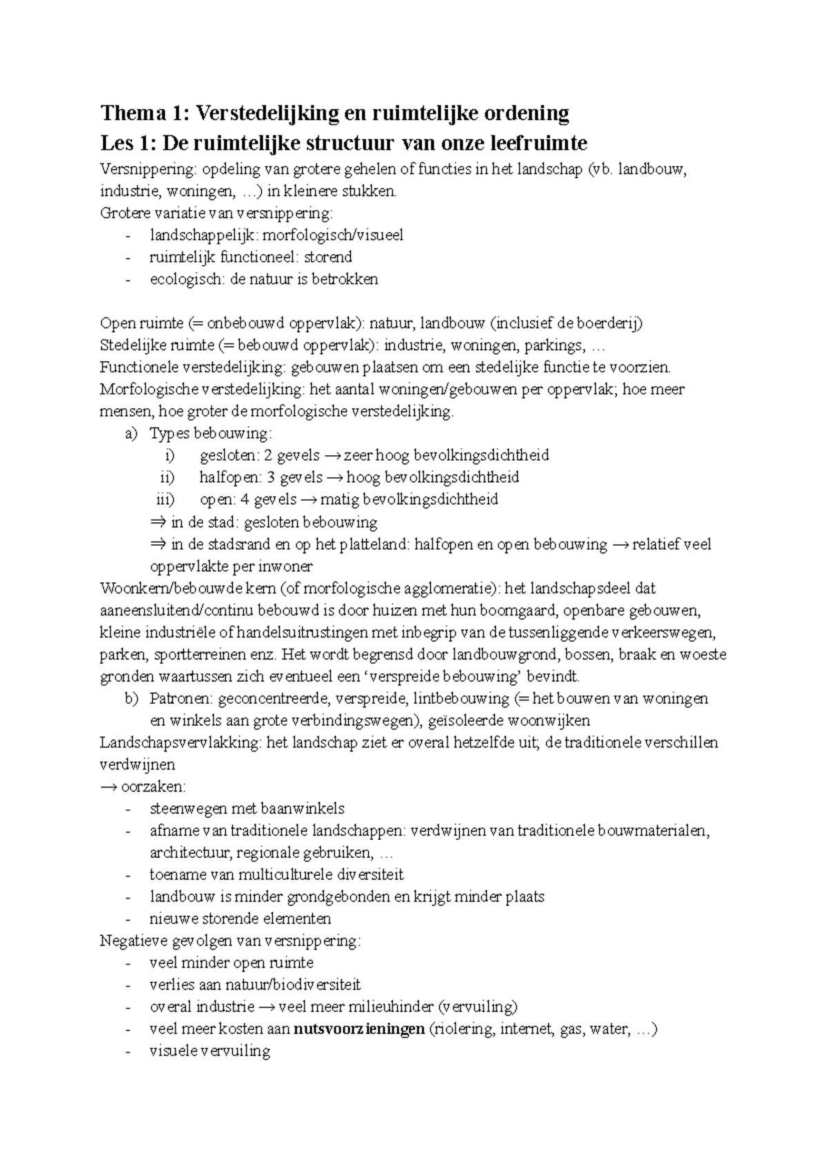 Thema 1: Les 1 + 2 + 3 - Thema 1: Verstedelijking en ruimtelijke ...