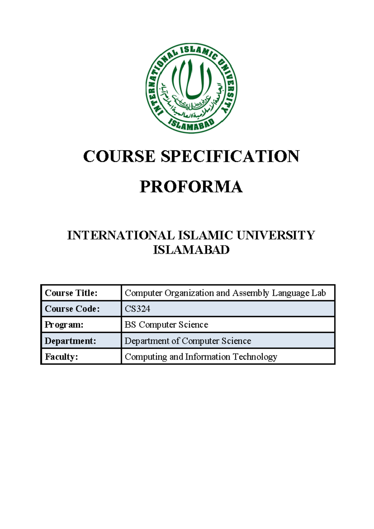 CS324 - Computer Organization & Assembly Language Lab Manual - Studocu