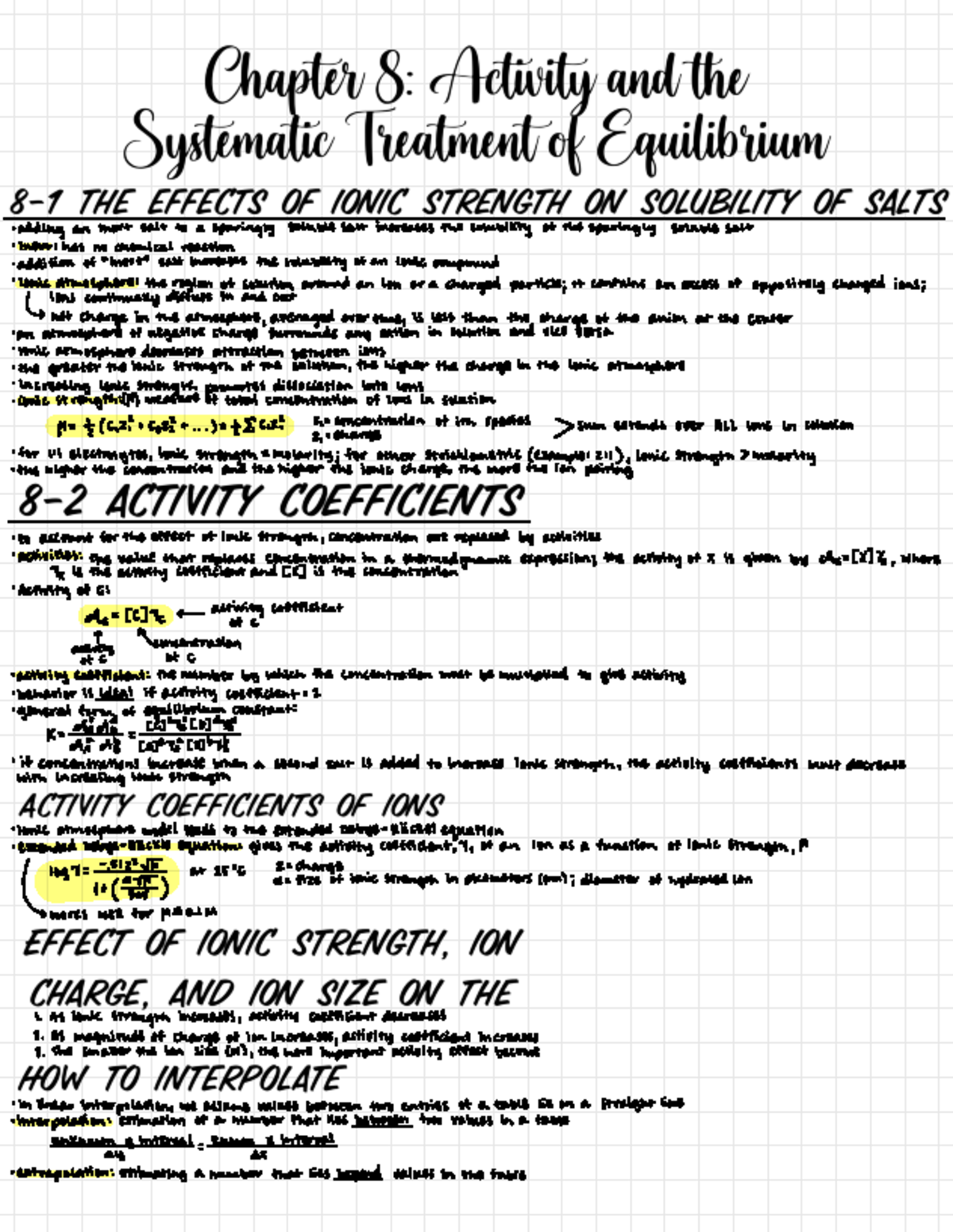 Textbook Notes - Quantitative Chemical Analysis - adding an inert salt ...