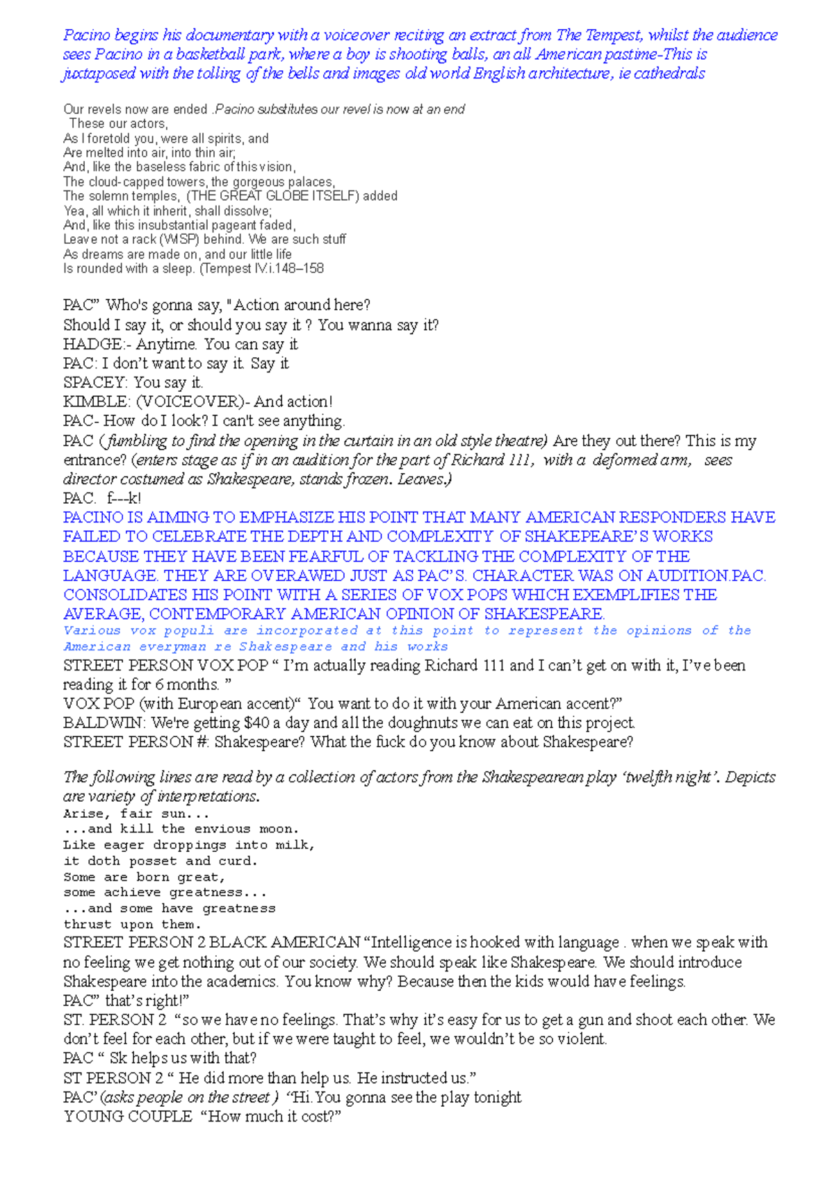 "Looking for Richard (ENG 101): A Commentary on Shakespeare's ...