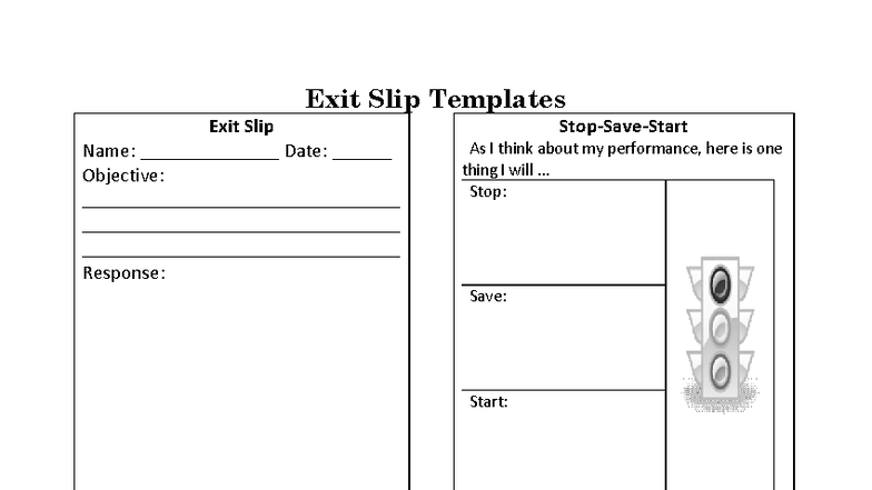 Editable Exit Slip Templates - Exit Slip Templates Exit Slip Name ...