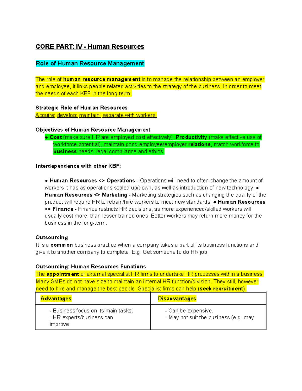 CORE PART IV: Human Resource Management Overview and Strategies - Studocu