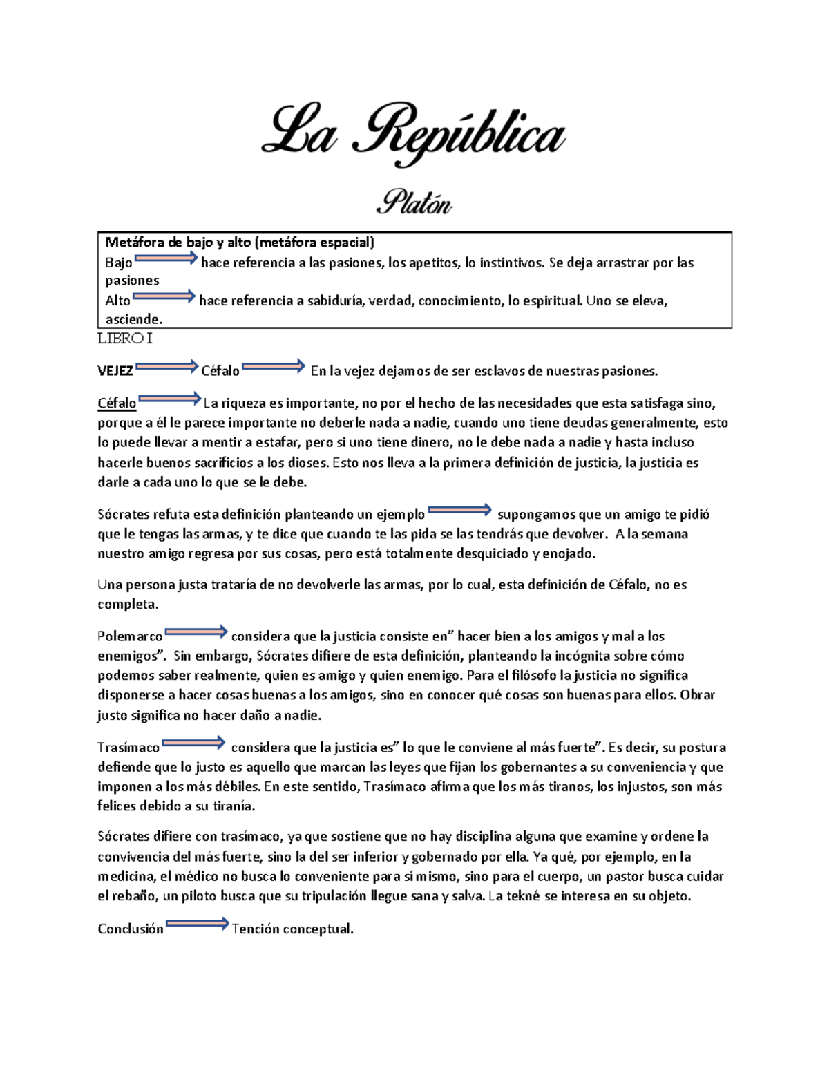 Platón - Aristóteles - Resumen - Metáfora de bajo y alto (metáfora ...