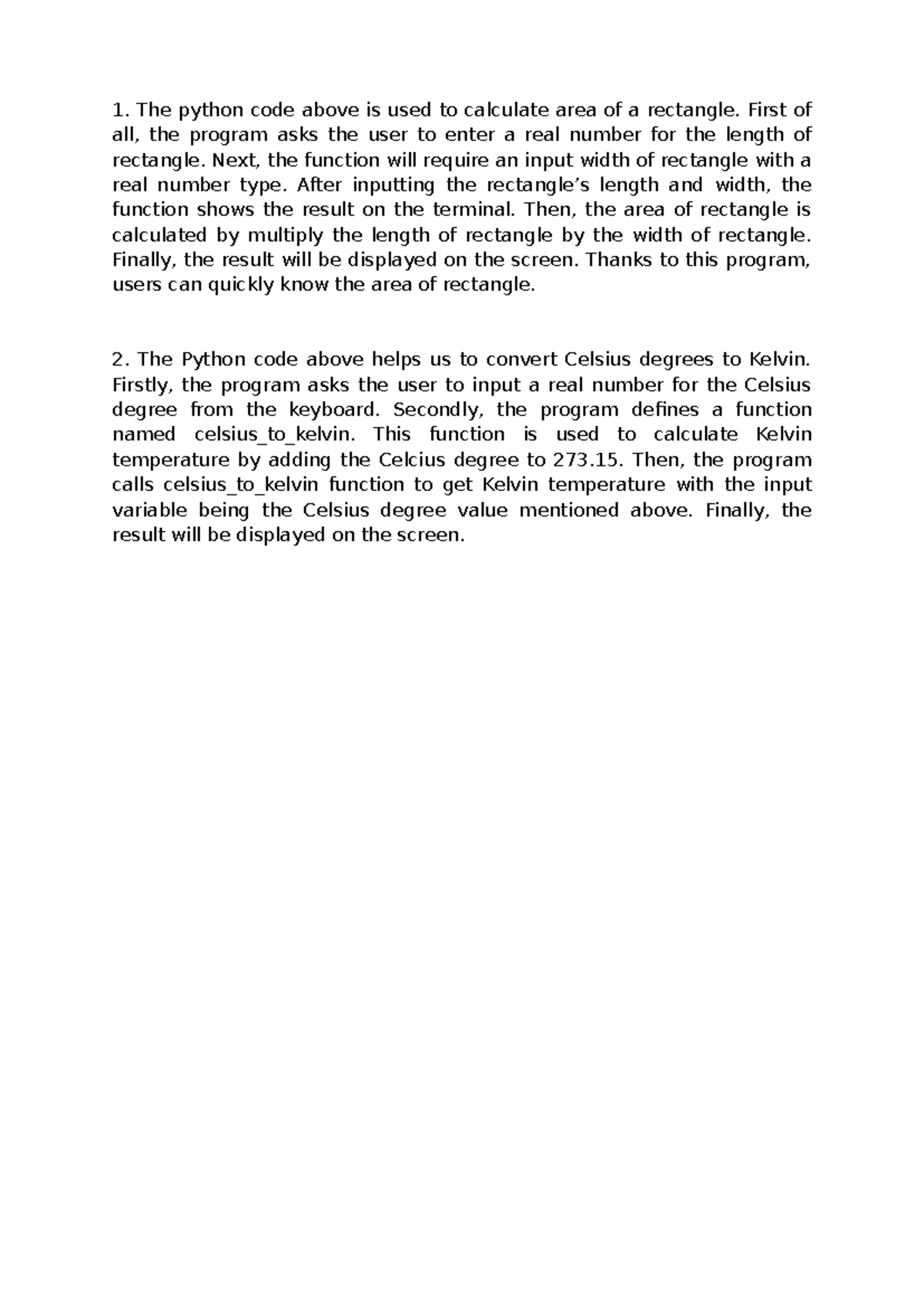 Python Code Examples: Area of Rectangle & Celsius to Kelvin Conversion ...
