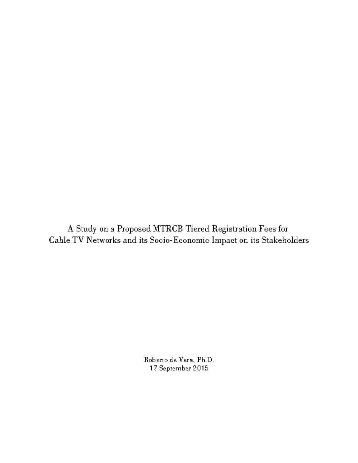 Proposed MTRCB Tiered Registration Fees for Cable TV Networks - Studocu
