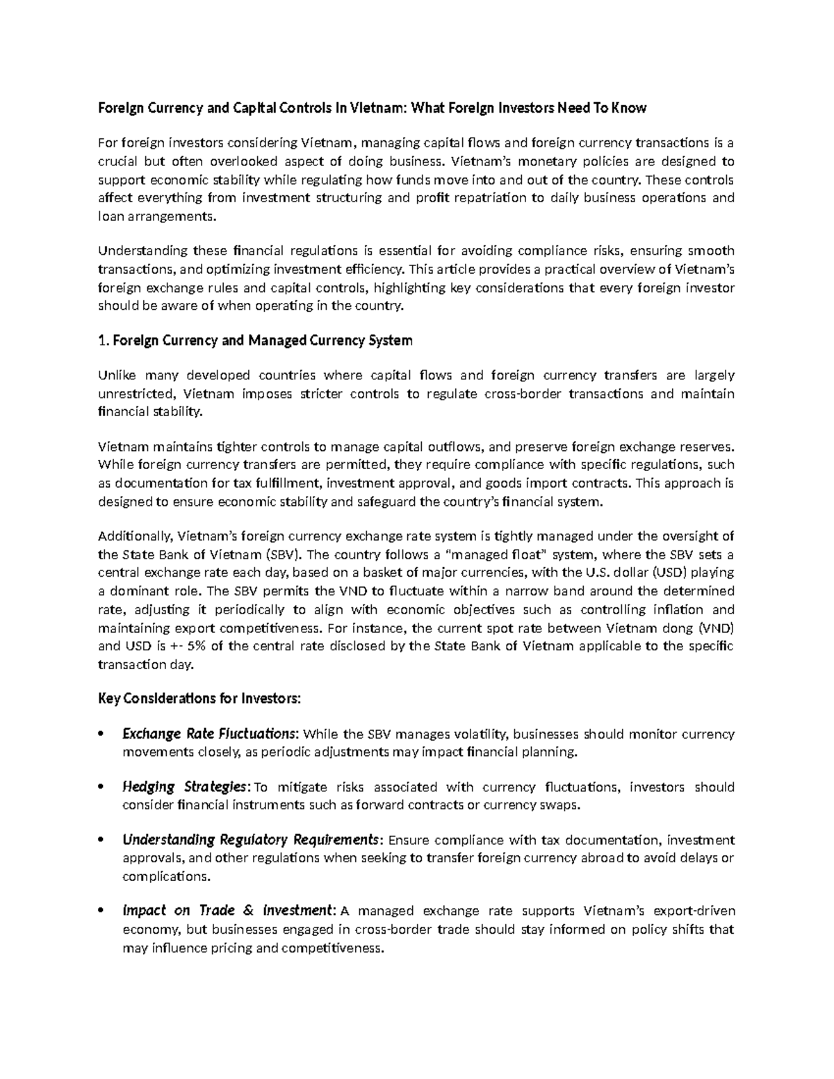 Alitium - Foreign Currency & Capital Controls in Vietnam for Investors ...