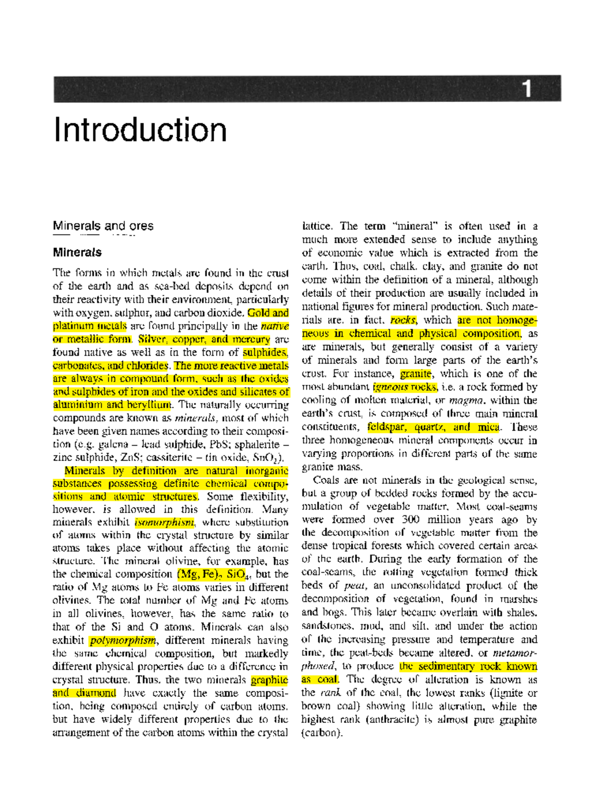 Mineral Processing Technology: An Overview of Minerals and Ores [WW 7 ...