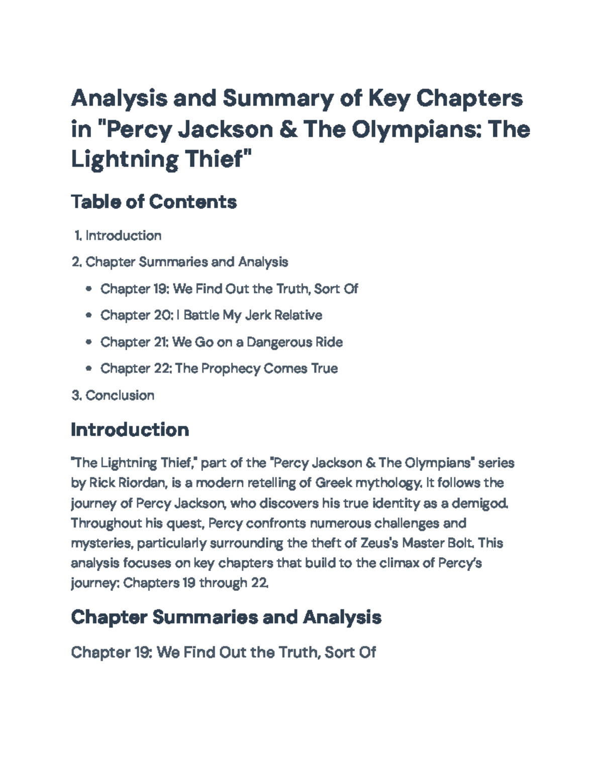Analysis of Chapters 19-22 in "Percy Jackson: The Lightning Thief ...