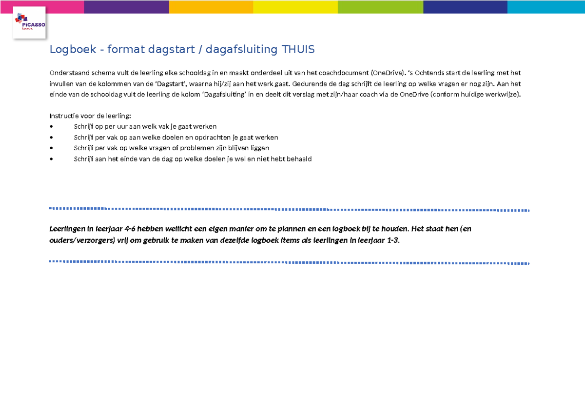 Dagstart Logboek Week 13-14 - Thuis Instructies & Voorbeeld - Studeersnel