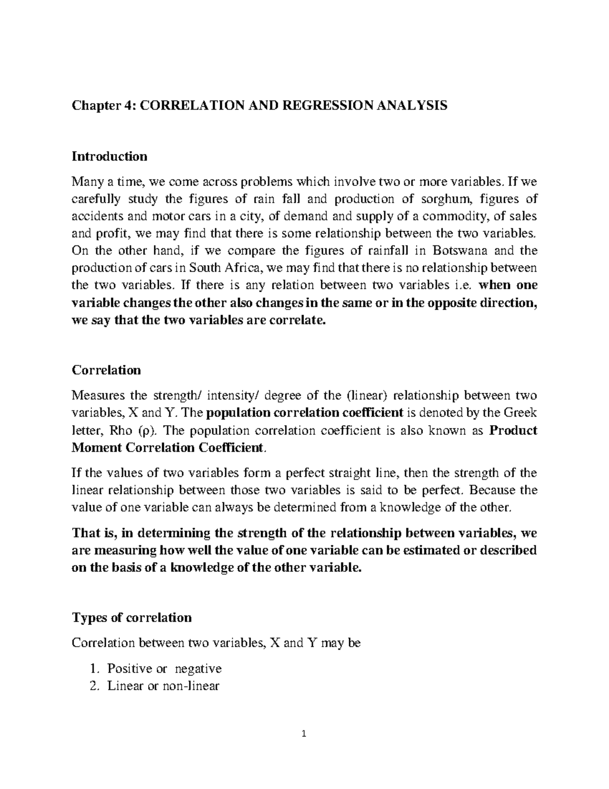 Chapter 4: Concepts of Correlation & Regression Analysis - Studocu