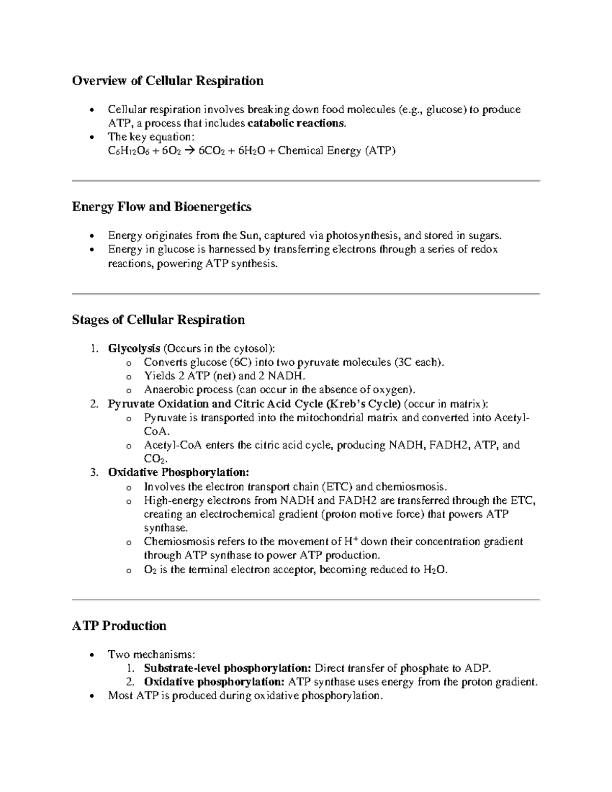 Chapter 5 - Cellular Respiration Lecture Notes Summary - Studocu