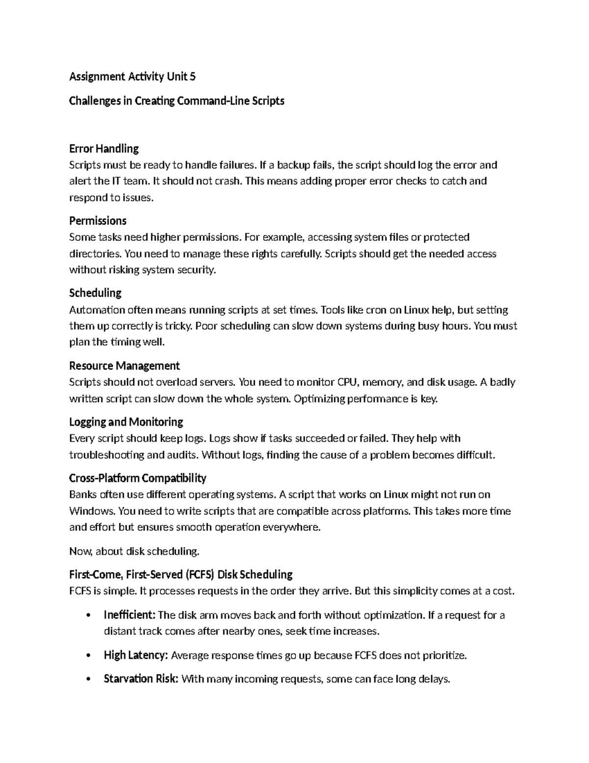 Assignment Activity Unit 5: Challenges in Script Error Handling - CS 2301-01 - Studocu