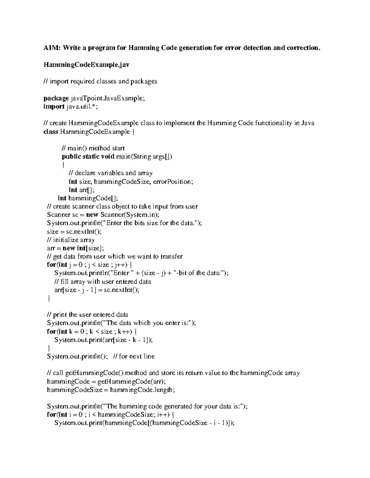 Cn 4th Experiment - Hamming Code Generation Lab Manual - Studocu
