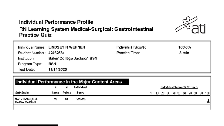 Gastrointestinal Practice Quiz Results - RN BSN Program (ATI) - Studocu