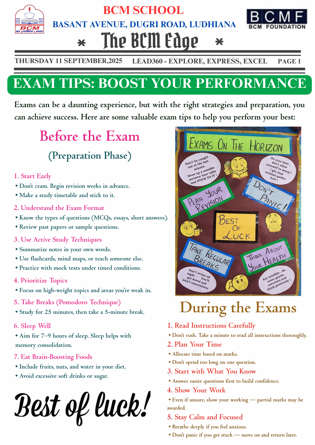 Exam Tips and First Aid Skills - The BCM Edge 11 Sept 2025 - Studocu