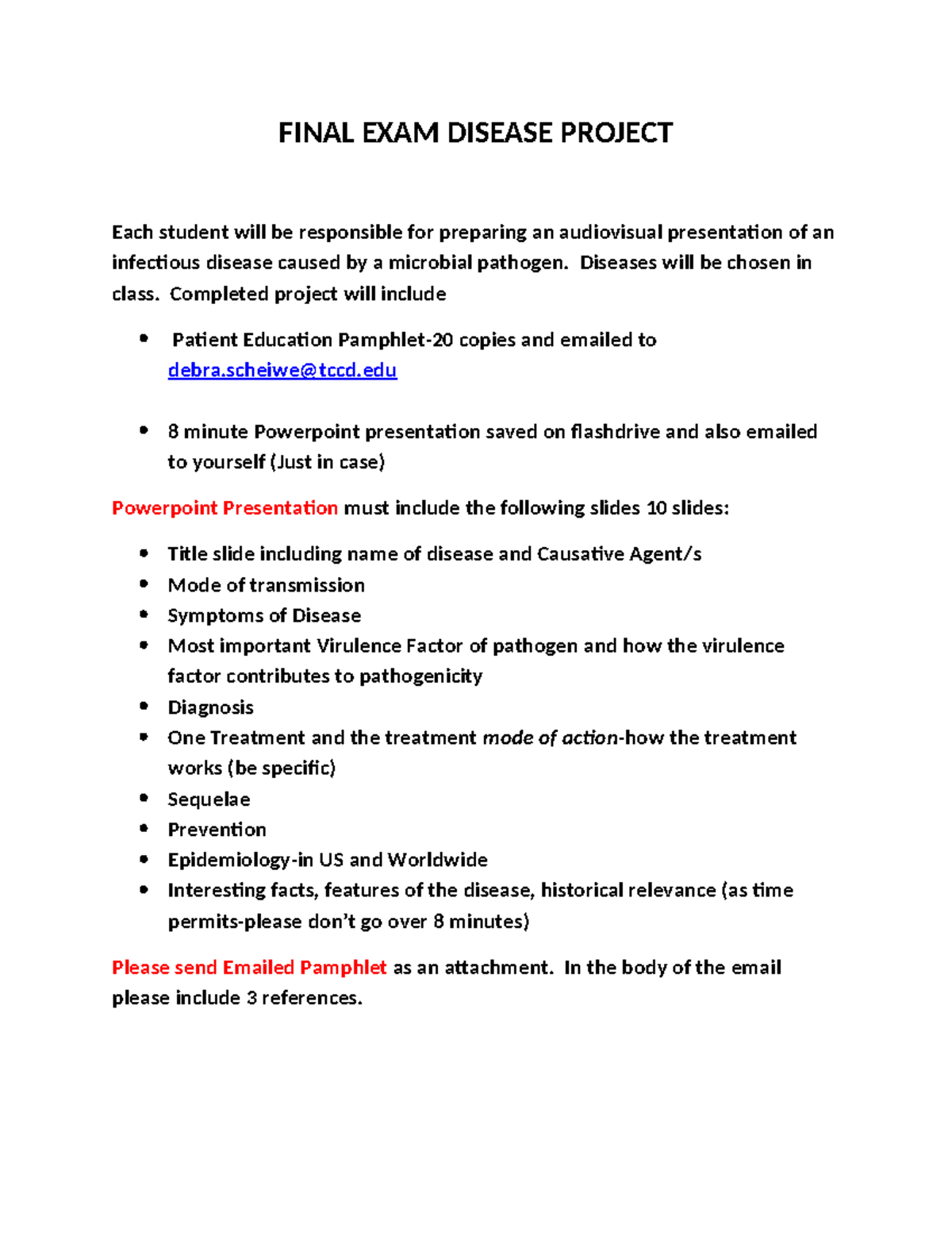Final Exam Disease Project 2018: Guide to Pathogen Presentation - Studocu