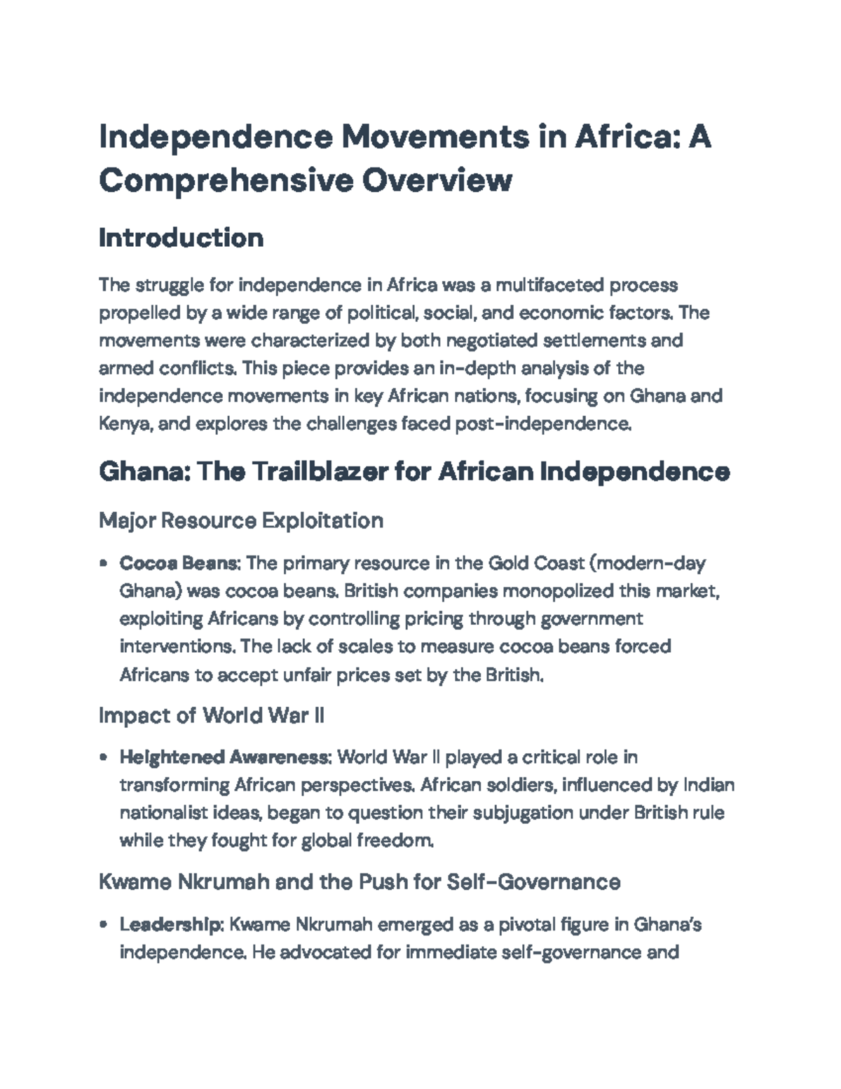 Independence Movements in Africa: A Comprehensive Overview (History 101 ...