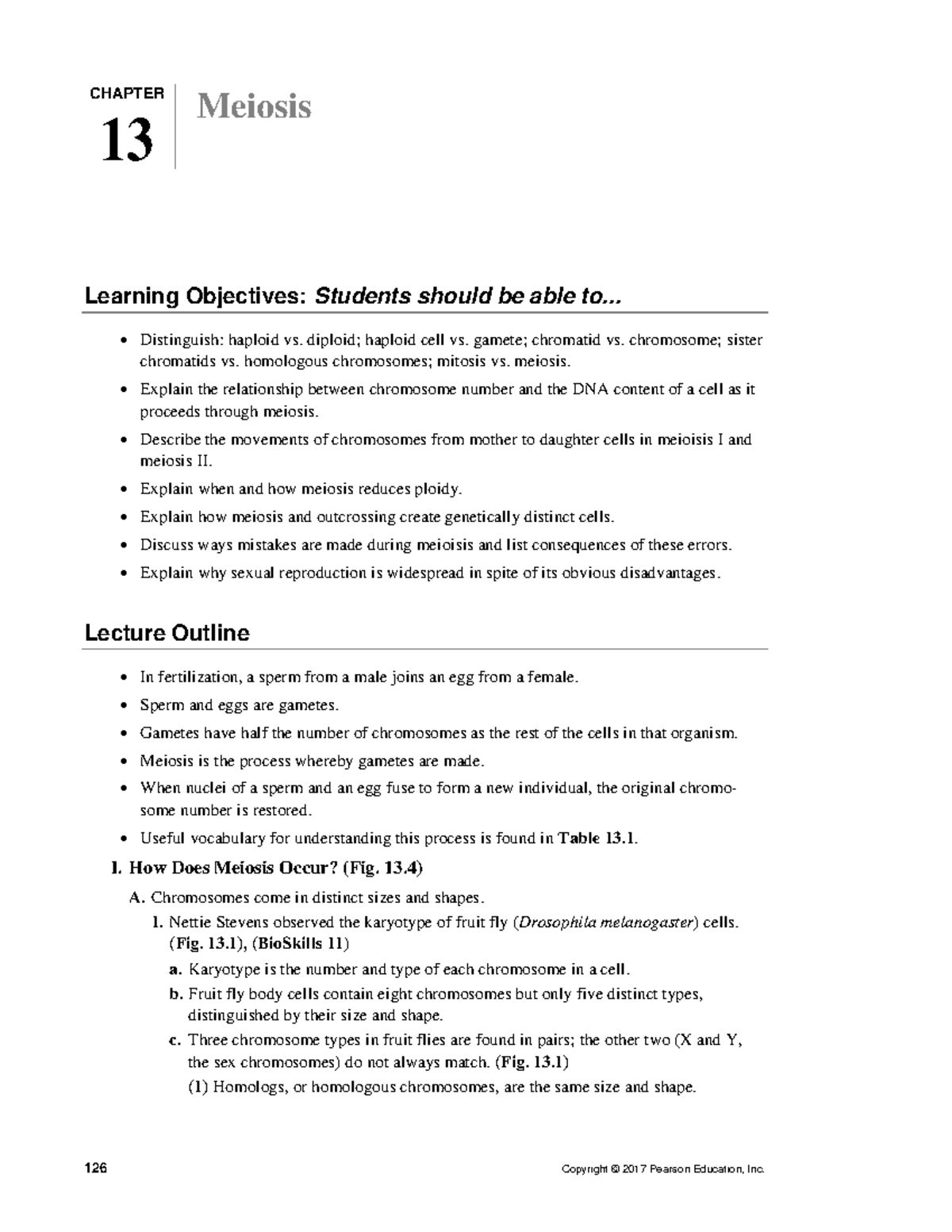 Chapter 13 Outline - Meiosis: Understanding Genetic Variation and ...