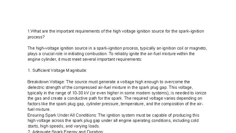 IC 3 - High Voltage Ignition Source Requirements and Advantages - Studocu