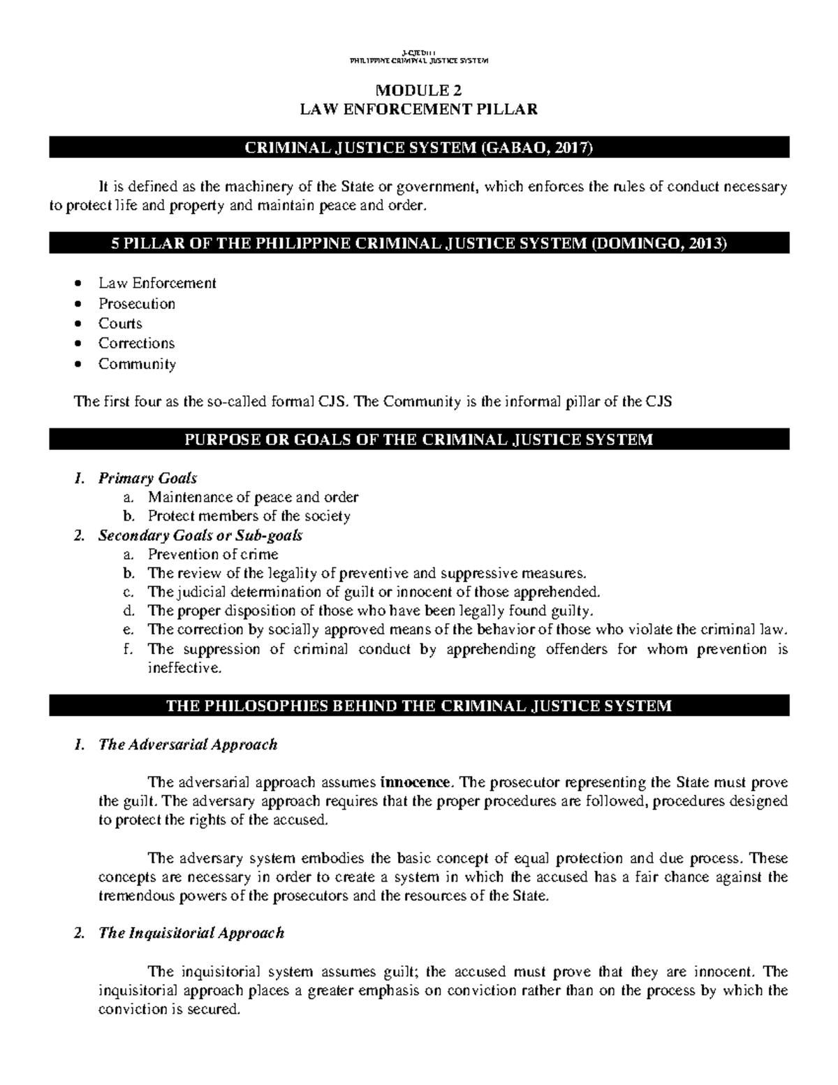 Module 2: The Role of Law Enforcement in the Criminal Justice System ...