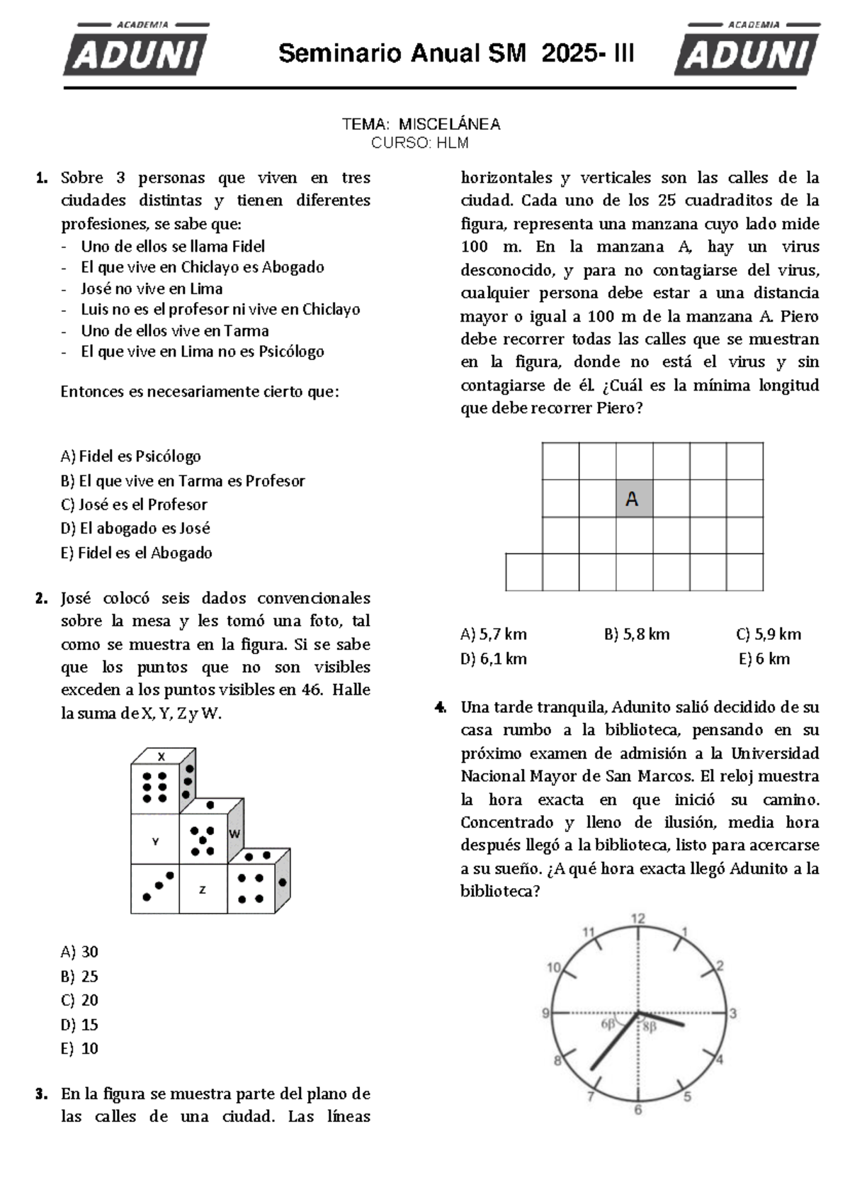 Seminario Anual HLM SM: Problemas de Lógica y Matemáticas - Studocu