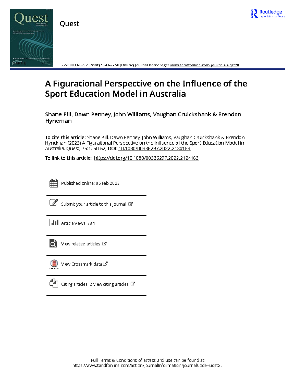 A Figurational Analysis of the Sport Education Model in Australia - Studocu