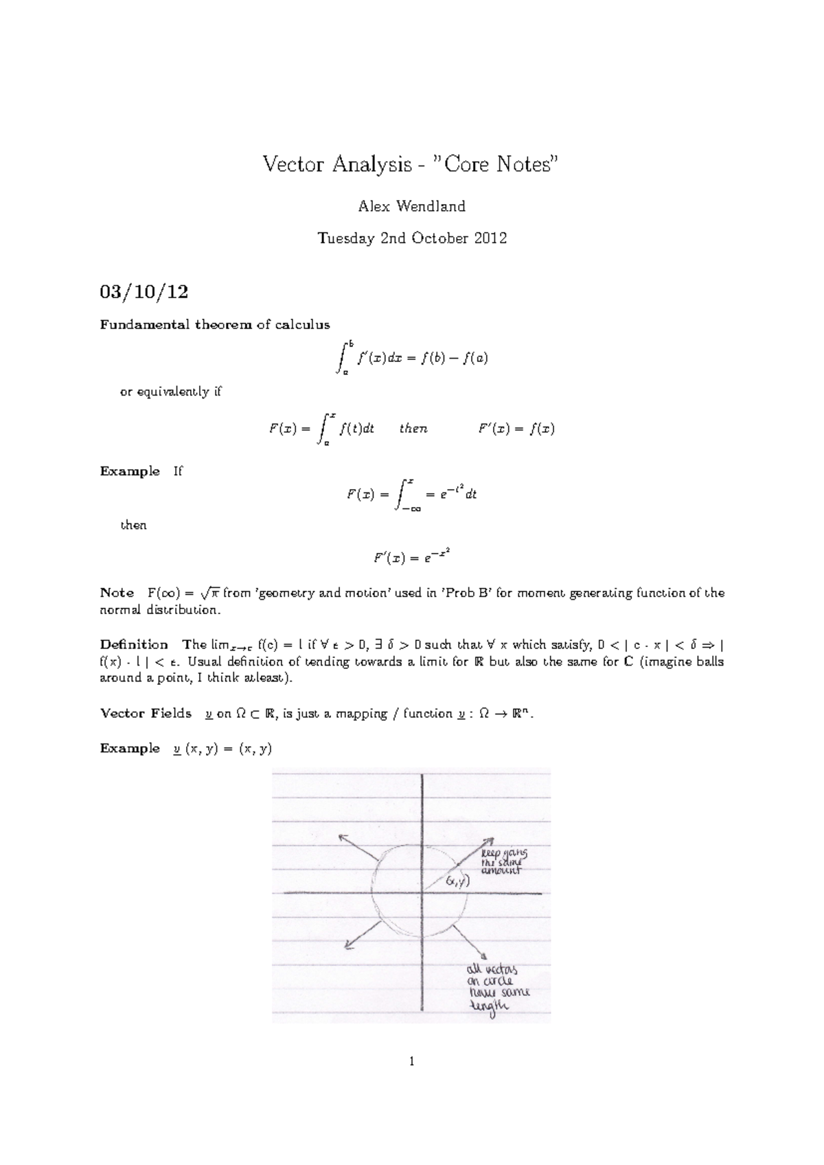 Vector Analysis - Typed Notes - As of 04 - Vector Analysis - ”Core ...