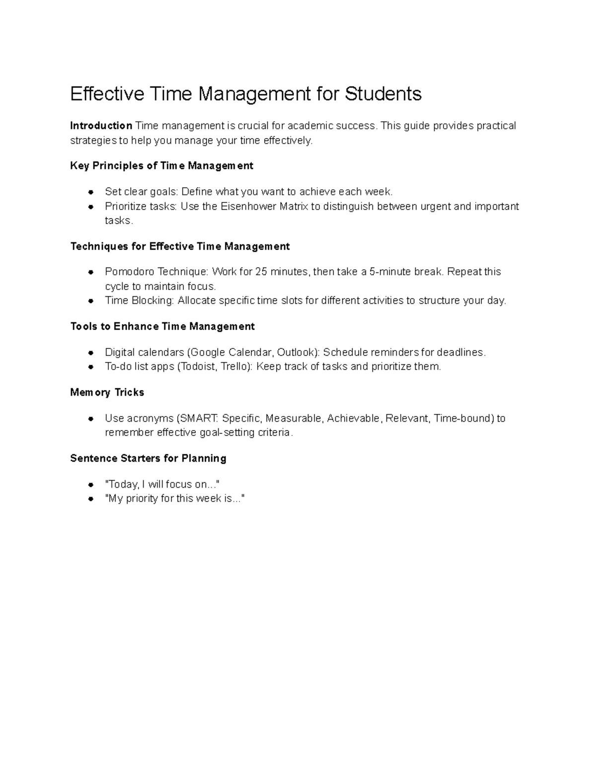 Effective Time Management Strategies for Students - Studocu