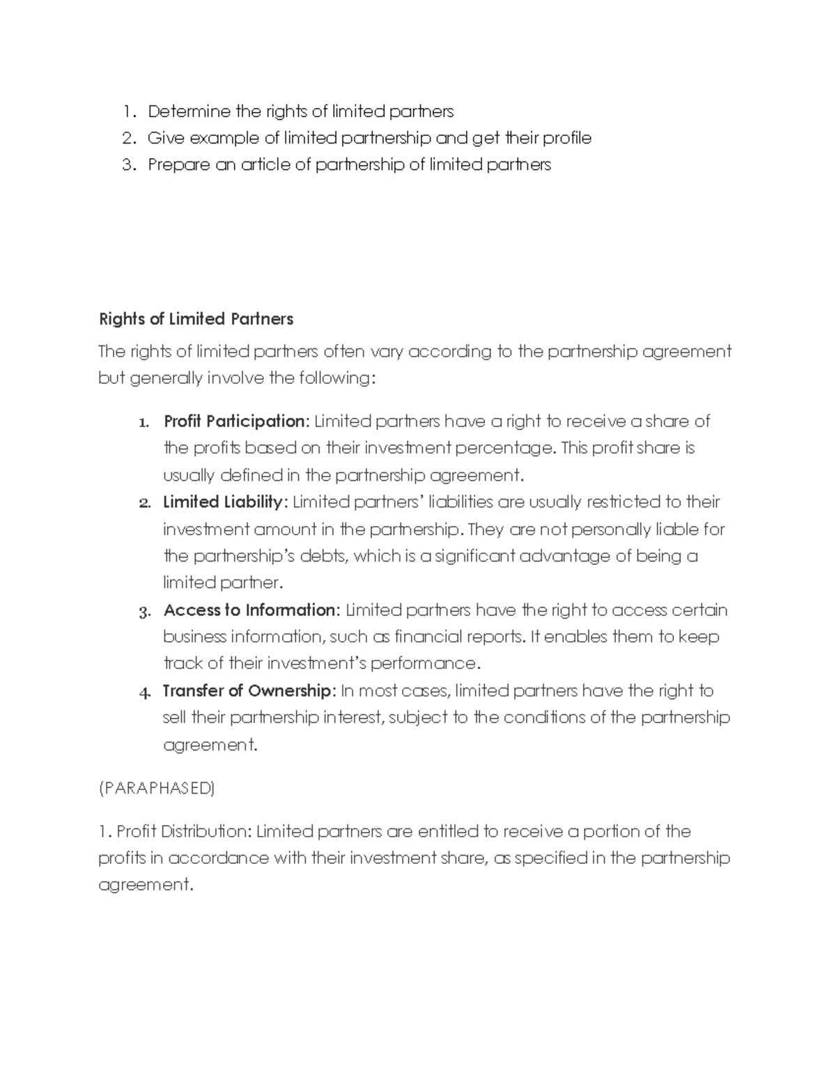Partnership Rights & Examples: FAR 2 Limited Partners Guide - Studocu