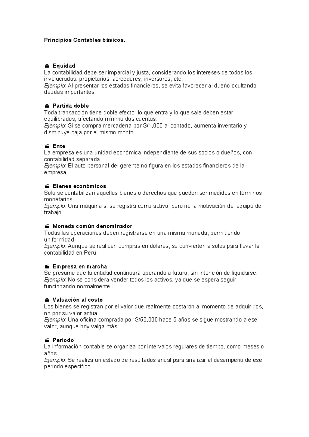 Principios Contables básicos Trabajo Contabilidad - Principios ...