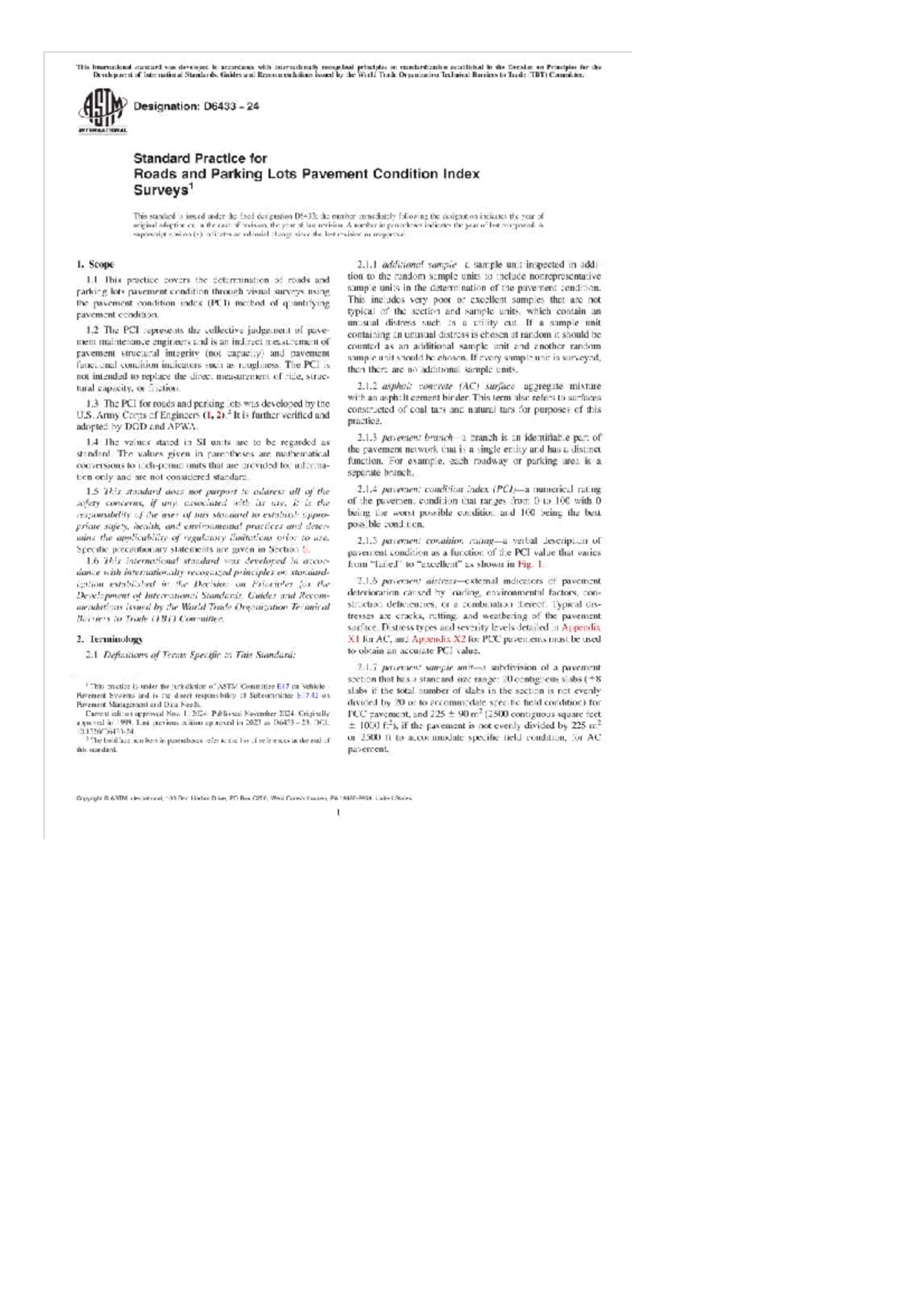 ASTM D6433-24: International Standard for Pavement Condition Index ...