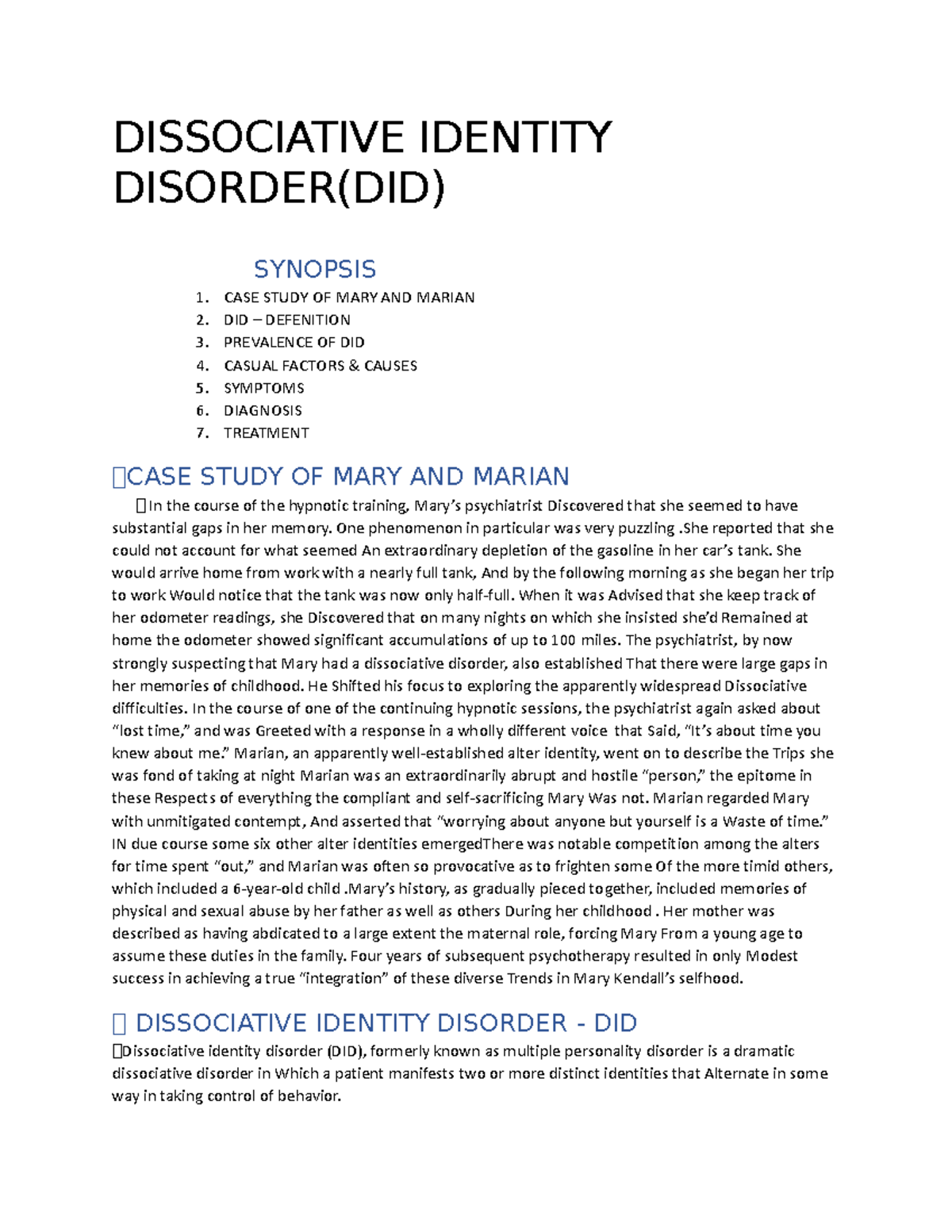 DID Case Study & Analysis: Understanding Dissociative Identity Disorder ...