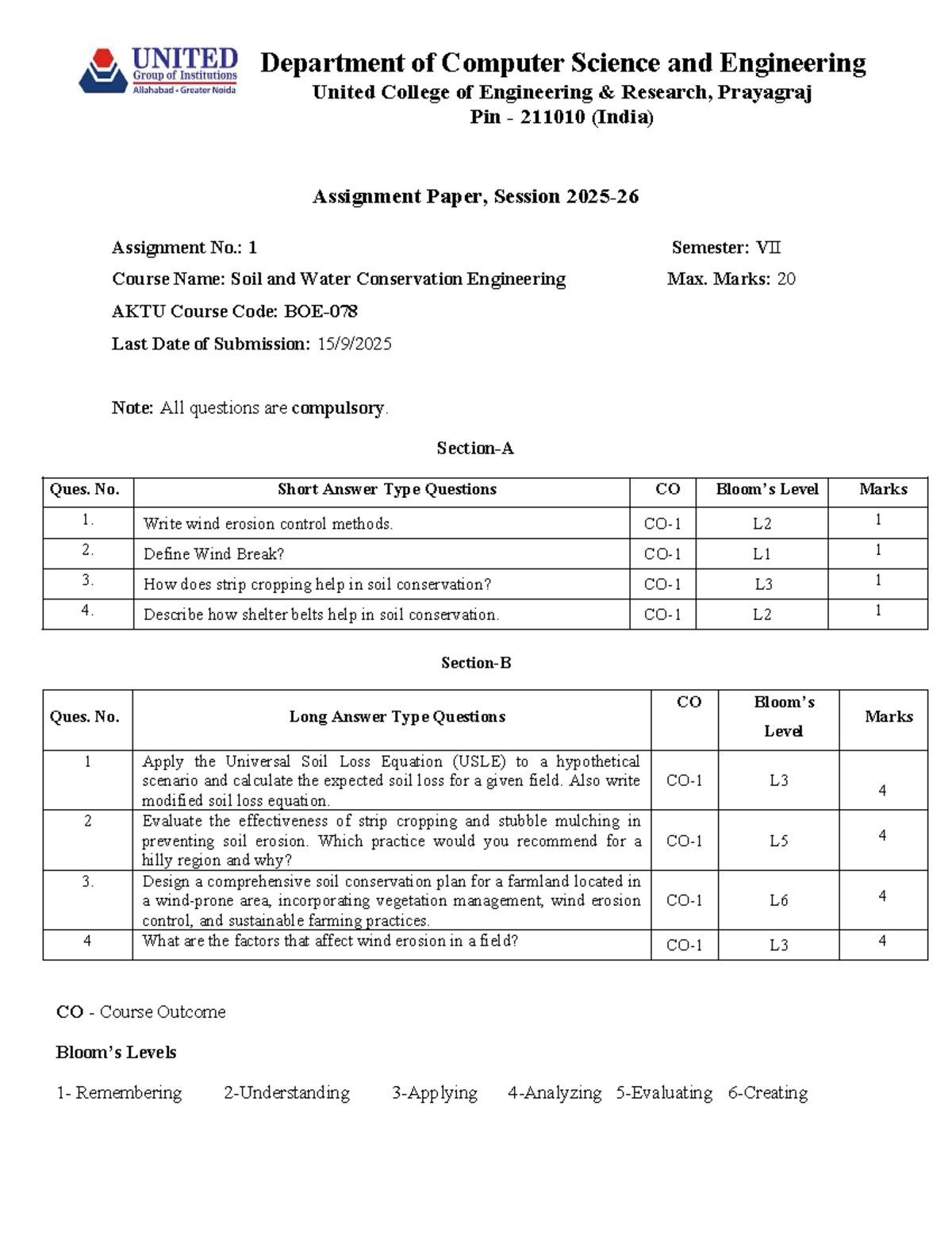Soil and Water Conservation Engineering Assignment - Unit 1 (VII) - Studocu