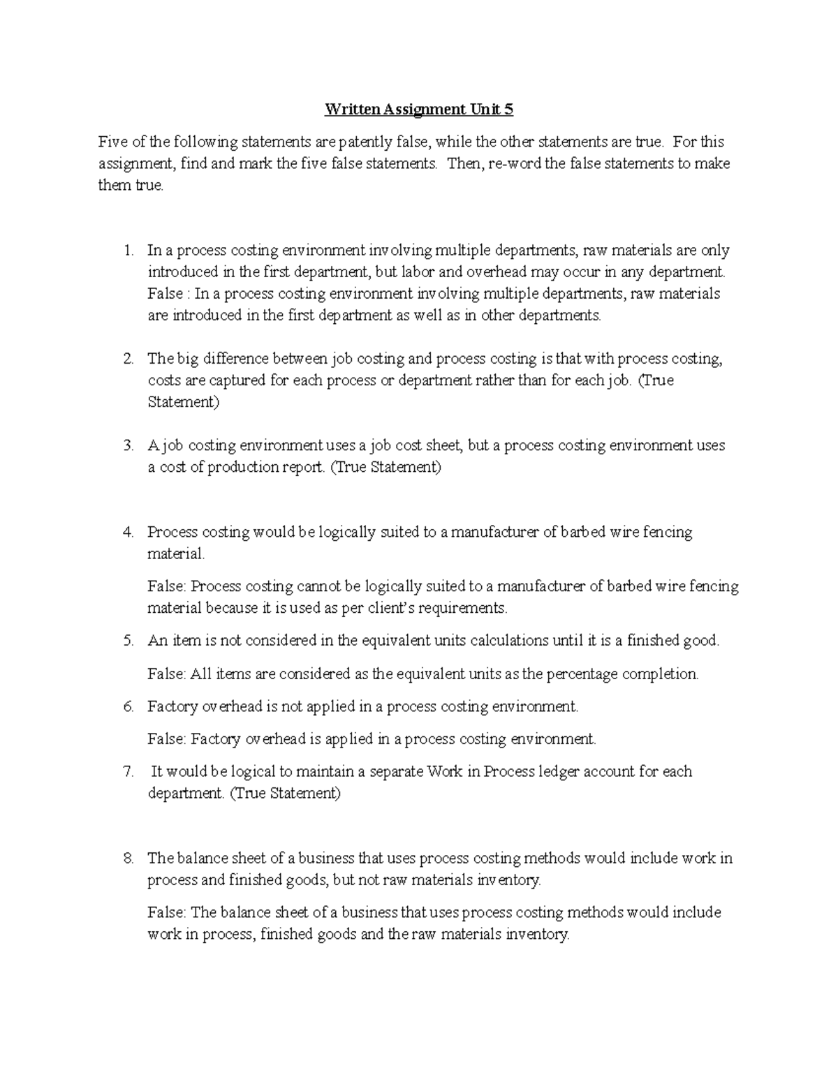 Written Assignment Unit 5 BUS 3301 - Written Assignment Unit 5 Five of ...