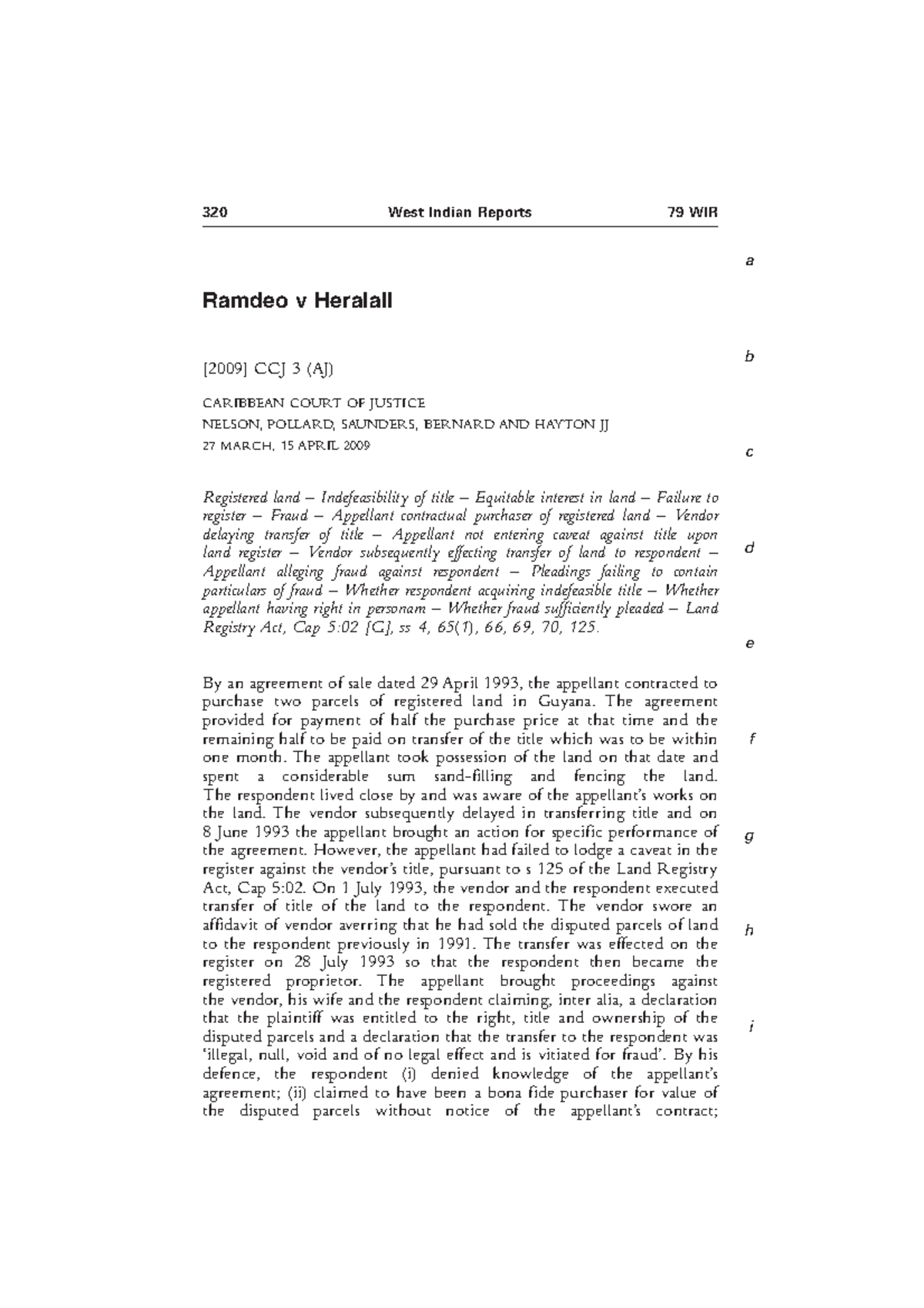 CCJ Case Study: Ramdeo v Heralall - Land Title Dispute Analysis (2009 ...