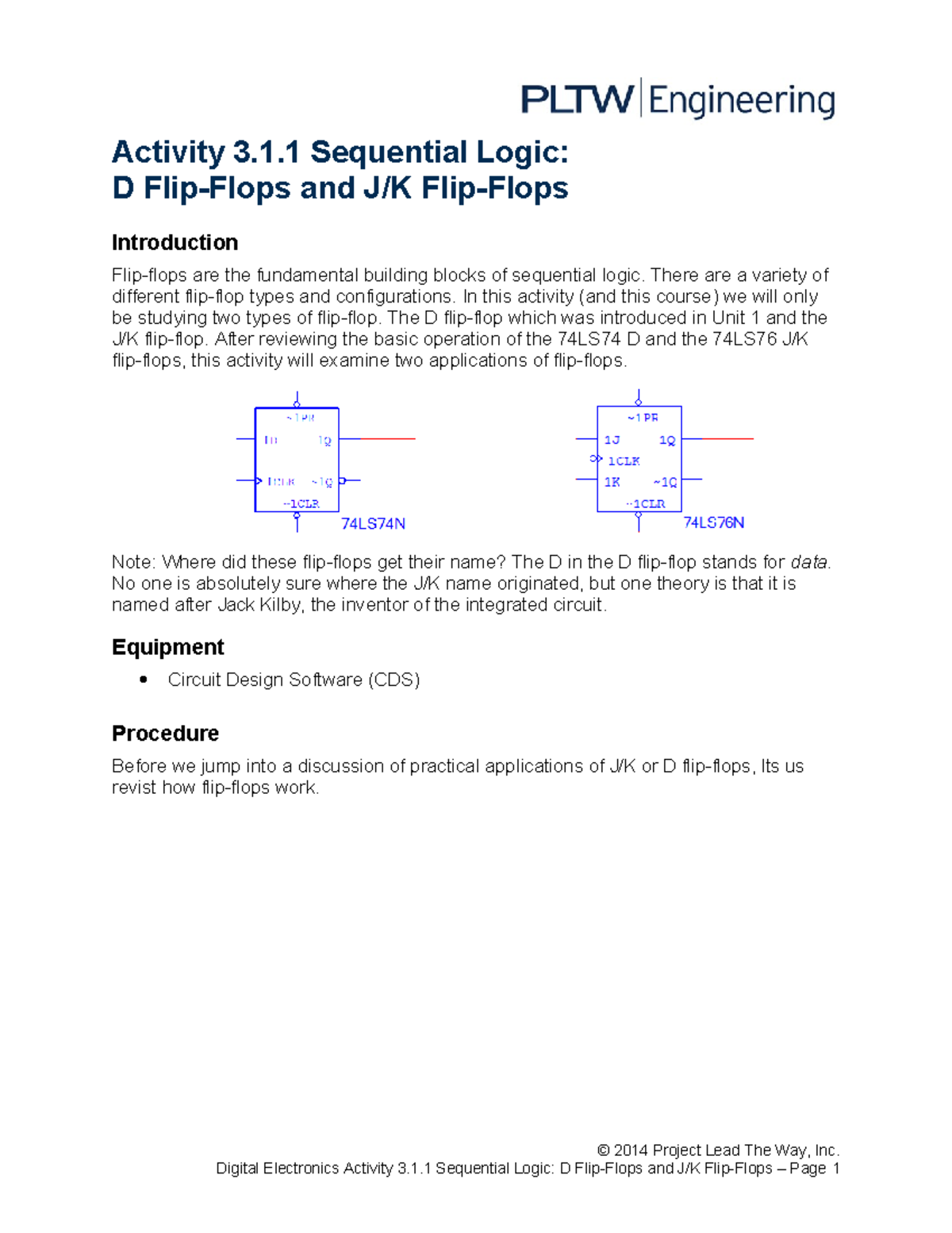 3.1.1.A Sequential Logic: D and J/K Flip-Flops Overview (14) - Studocu