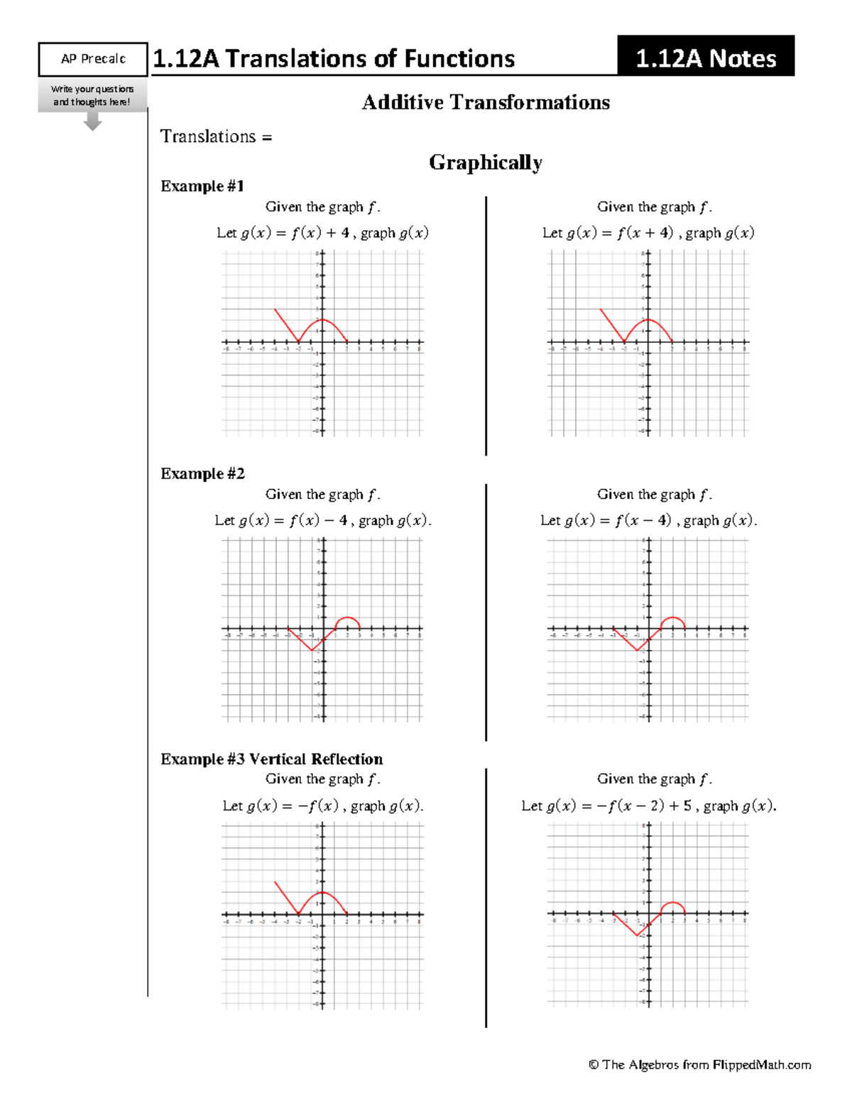 Appc 1.12a packet flipped math - Additive Transformations Translations = Graphically Example ...