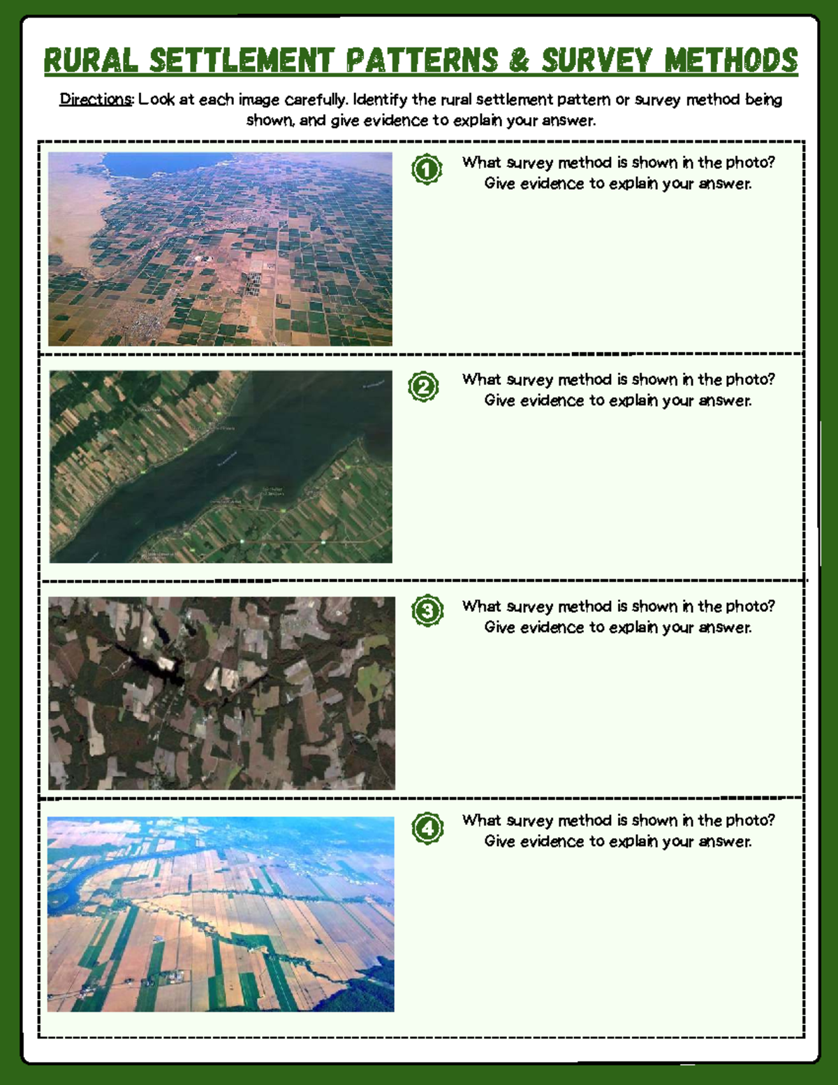 RURAL SETTLEMENT PATTERNS & SURVEY METHODS Worksheet - Studocu