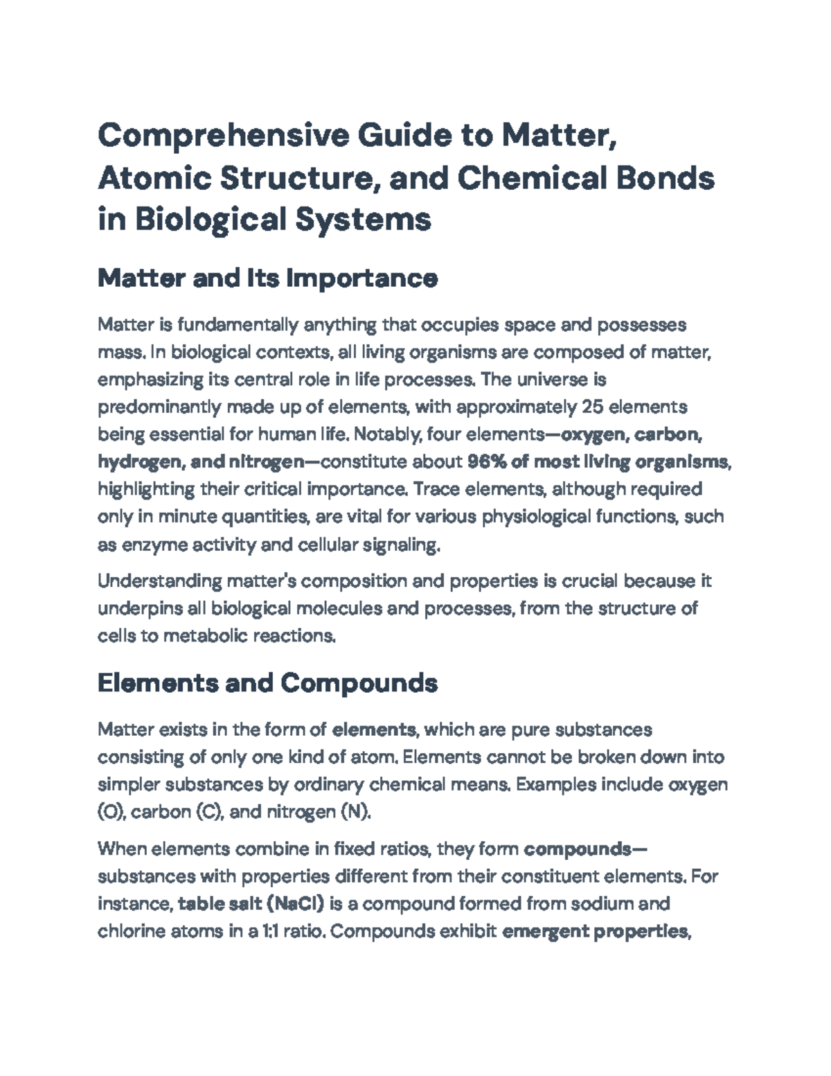 Comprehensive Guide to Matter, Atomic Structure, and Chemical Bonds ...