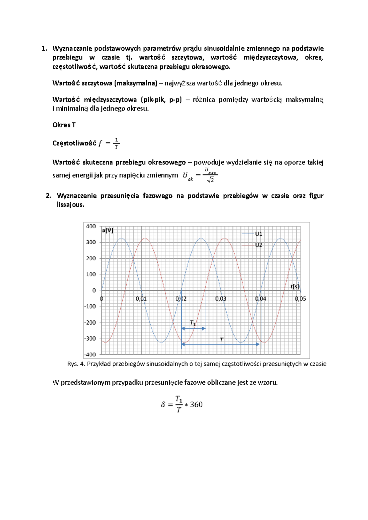 Analiza prądu przemiennego: Parametry, Obliczenia i Zastosowania - Studocu