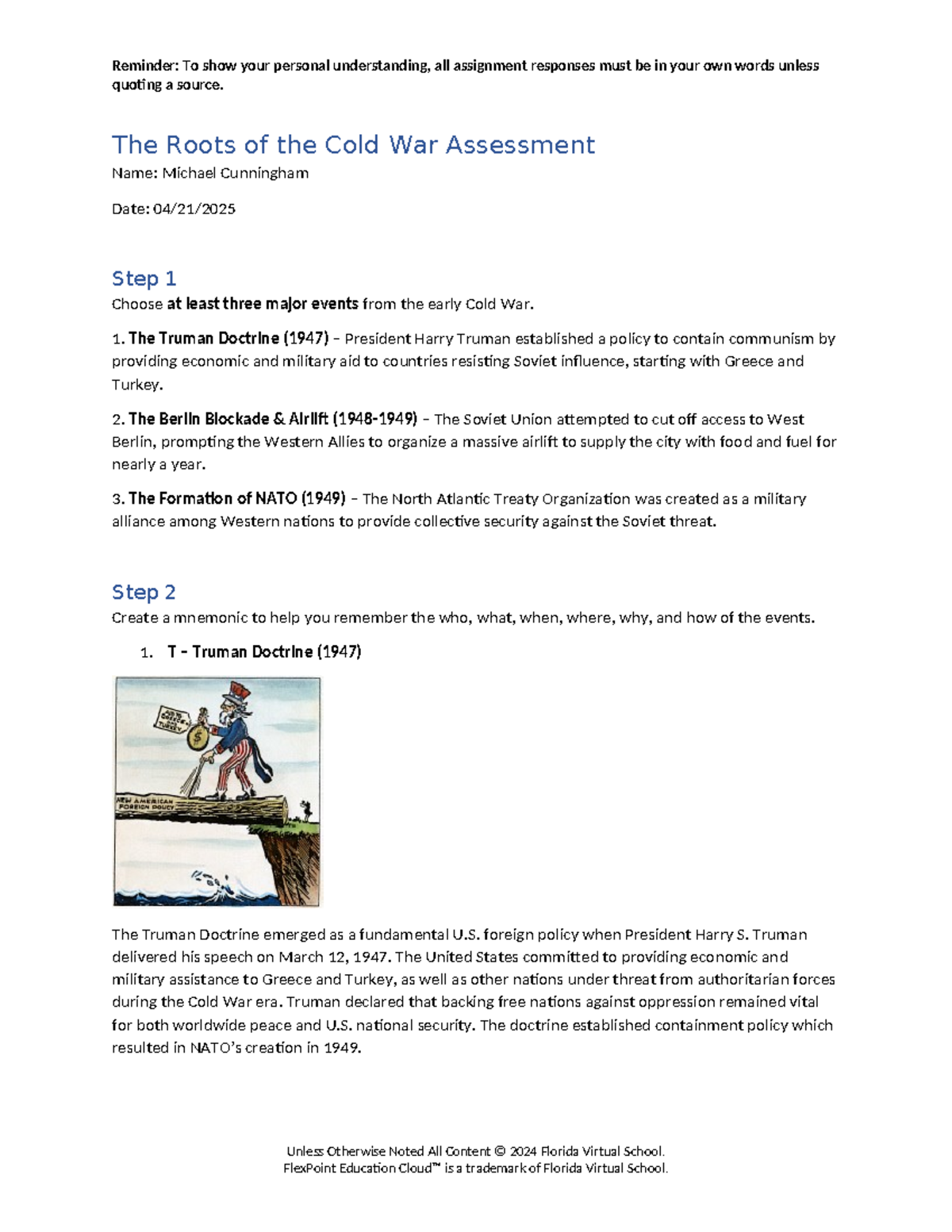 Roots of the cold war Lesson 8.02 - Reminder: To show your personal ...