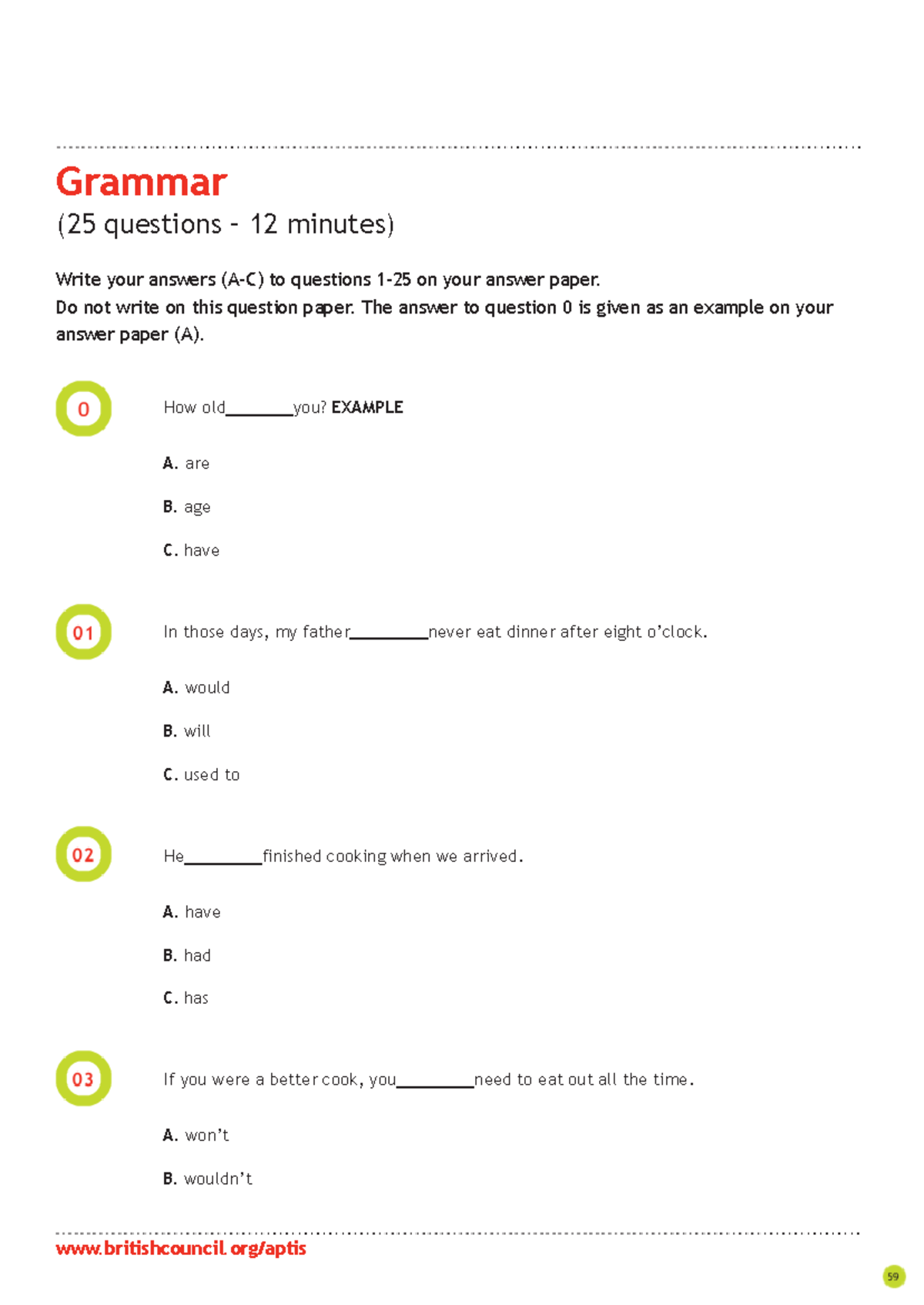 Grammar Test V1 (25 Questions, 25 Minutes) - Studocu