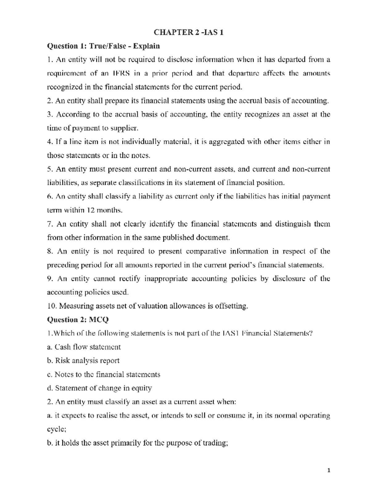 C2 CHAPTER 2: Key Concepts in IAS 1 Financial Statements - Studocu