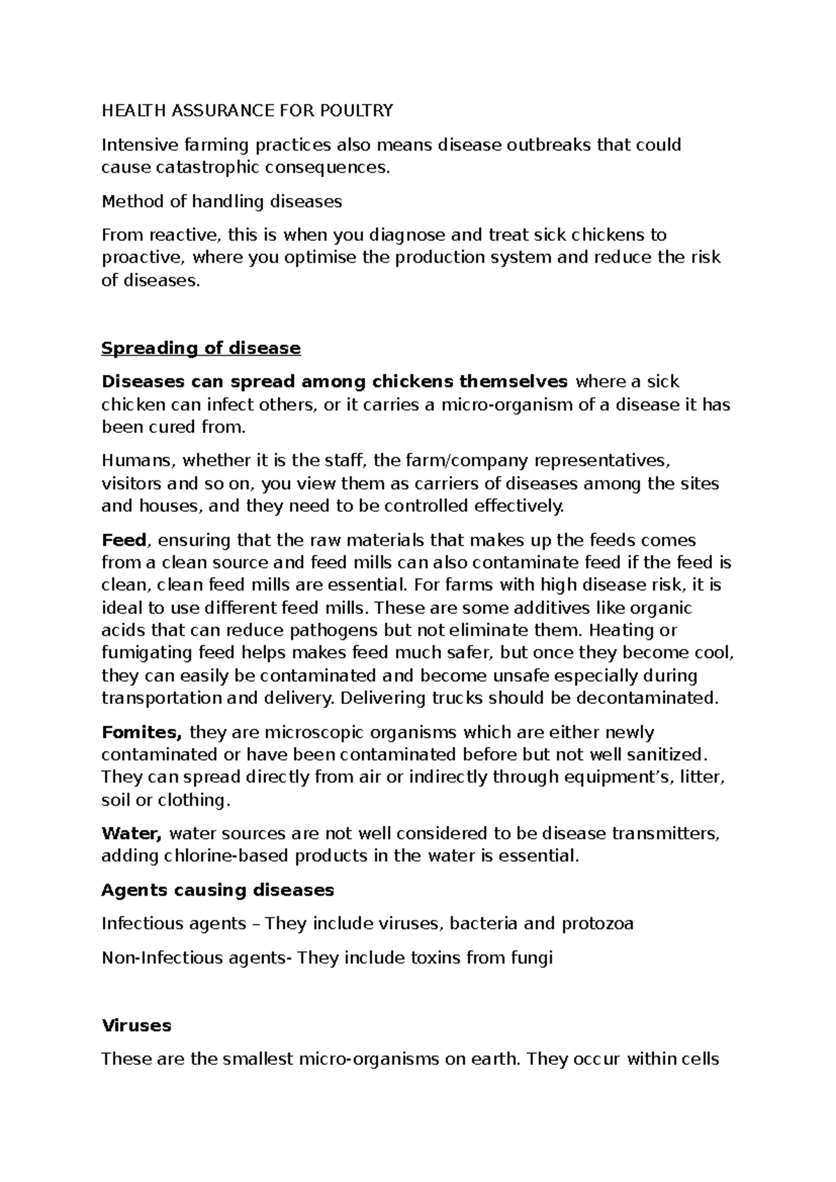 Health Assurance for Poultry: Disease Management Strategies - Studocu