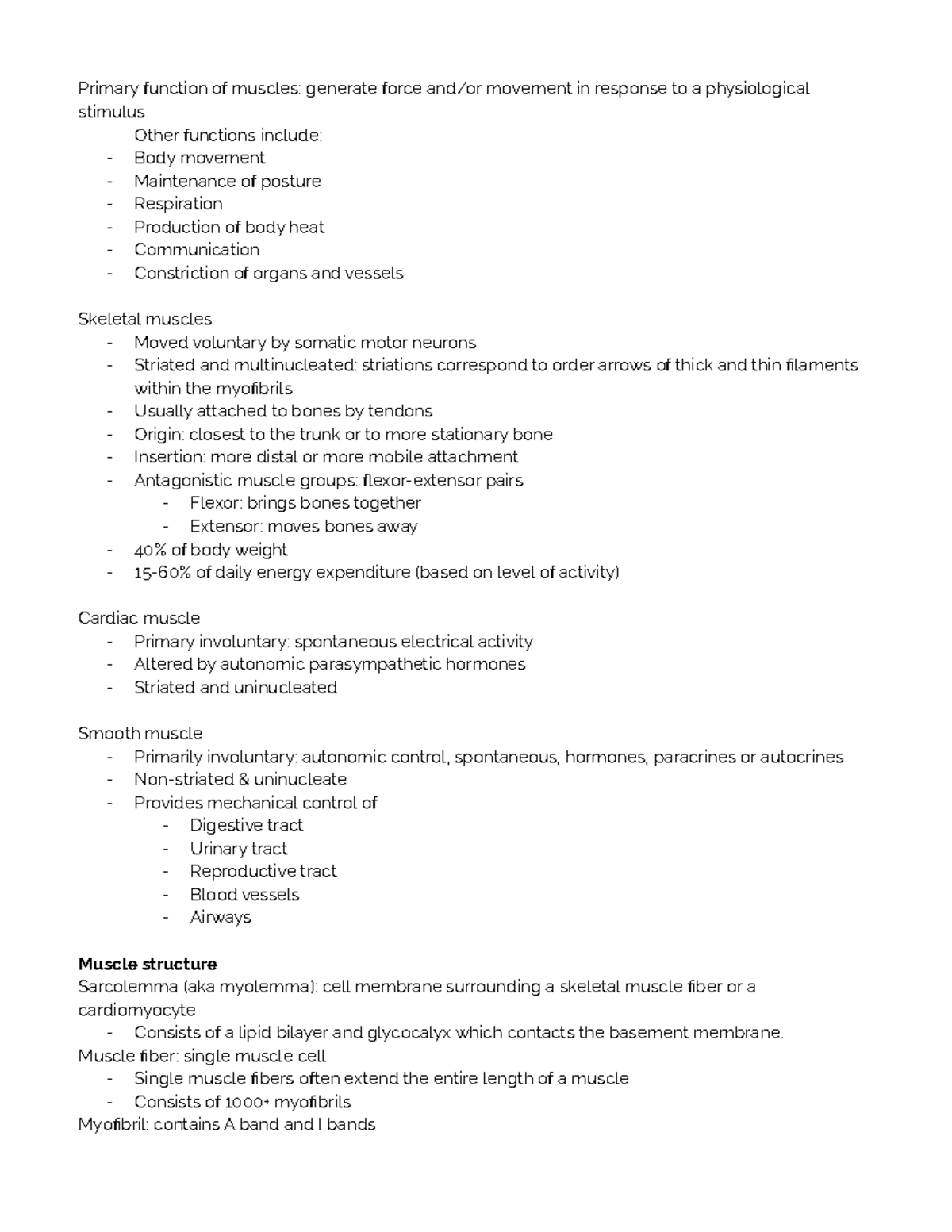 Muscles - Landon Baillie: BMSC 207 - Primary function of muscles ...