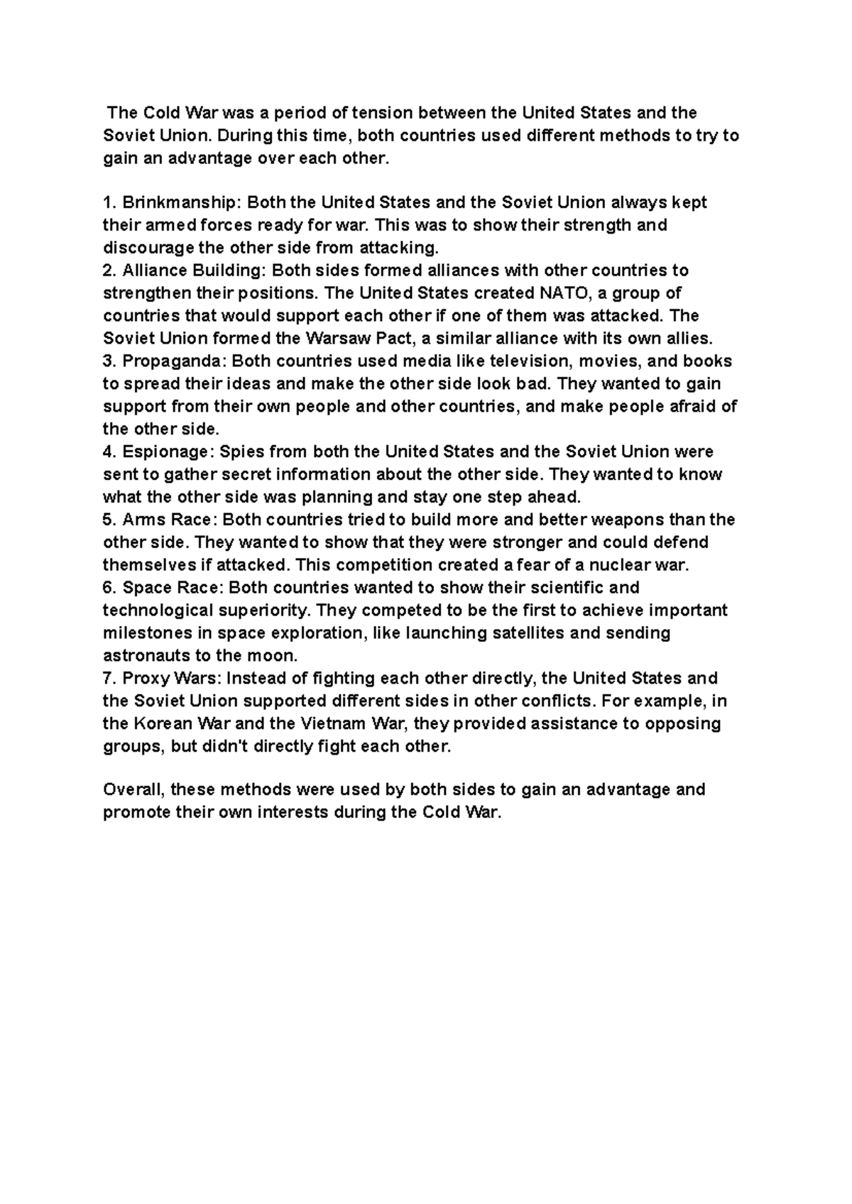 Cold War Strategies: Tactics of the US & USSR - Studocu